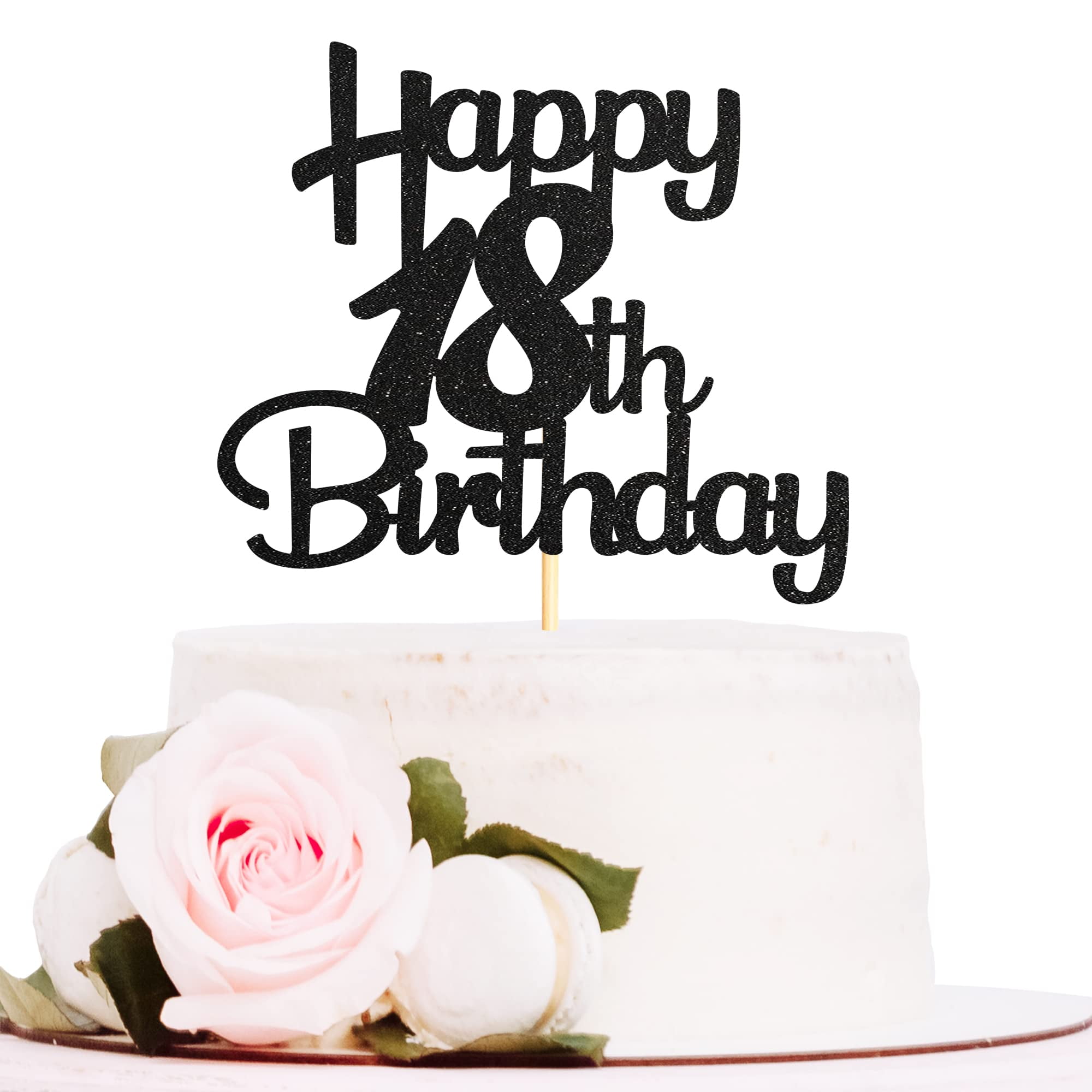 Sotpot Happy 18th Birthday Cake Topper ZLK1 Black Glitter 18th Cake ...