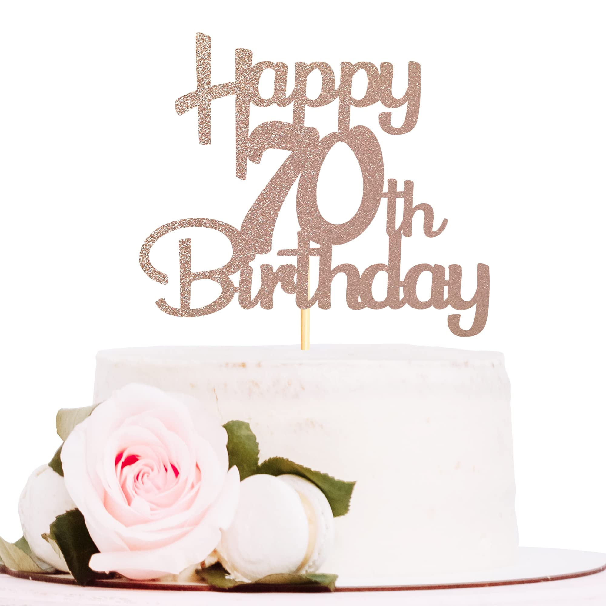 Sotpot Happy 70thTRDN Birthday Cake Topper Rose Gold Glitter 70th Cake ...