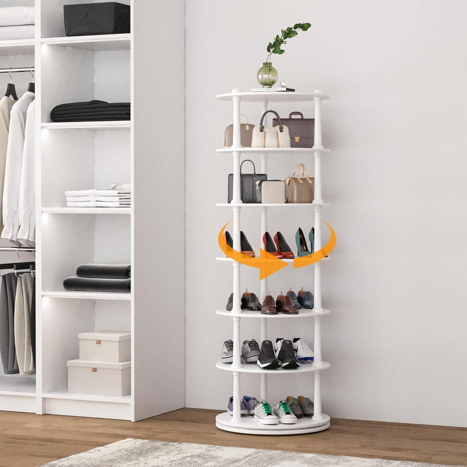 Sotya Rotating Shoe Rack, 6 Tier Spinning Vertical Shoe Corner Tower ...