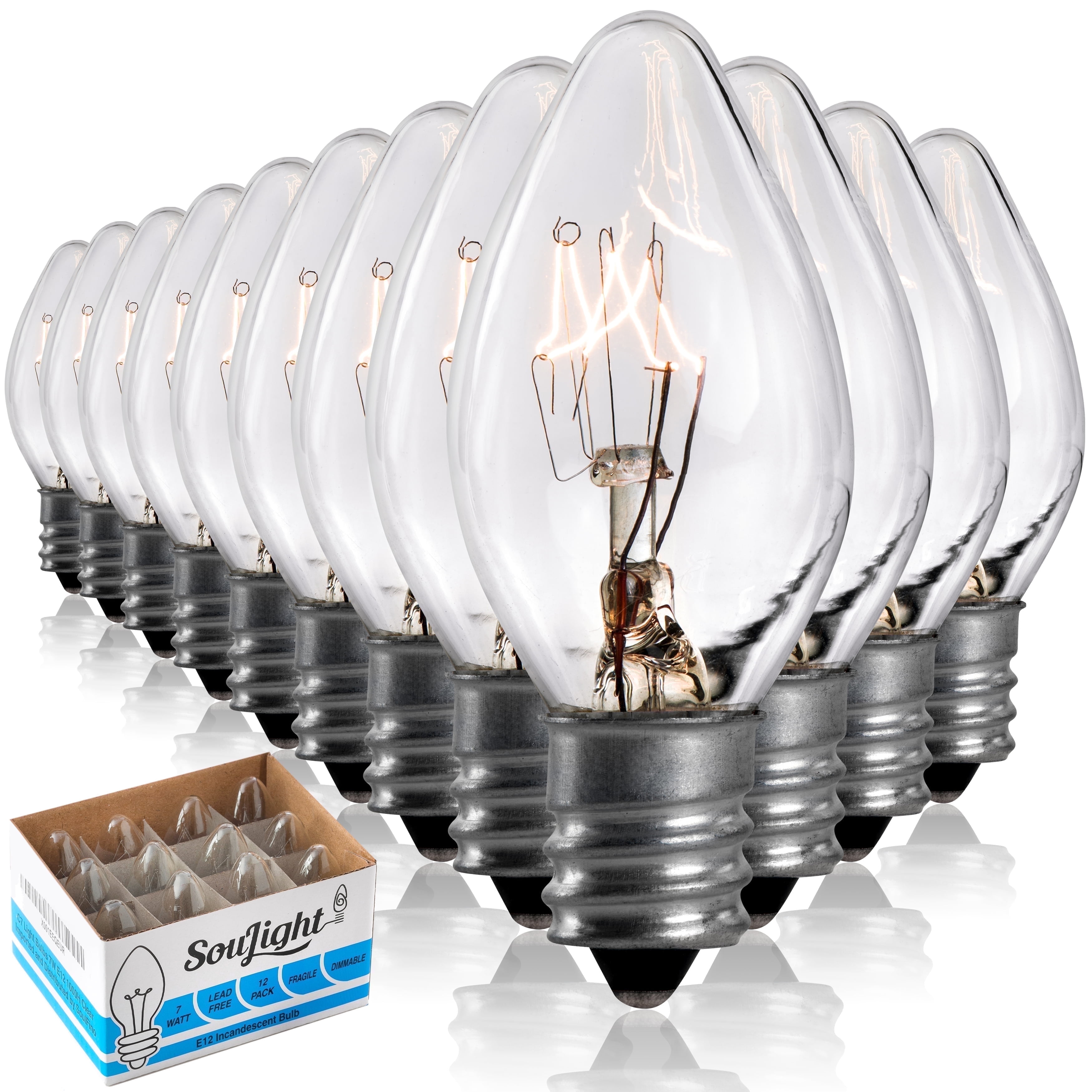 SouLight 7W Incandescent Light Bulbs, C7 Candle Shape, Dim, Electric ...