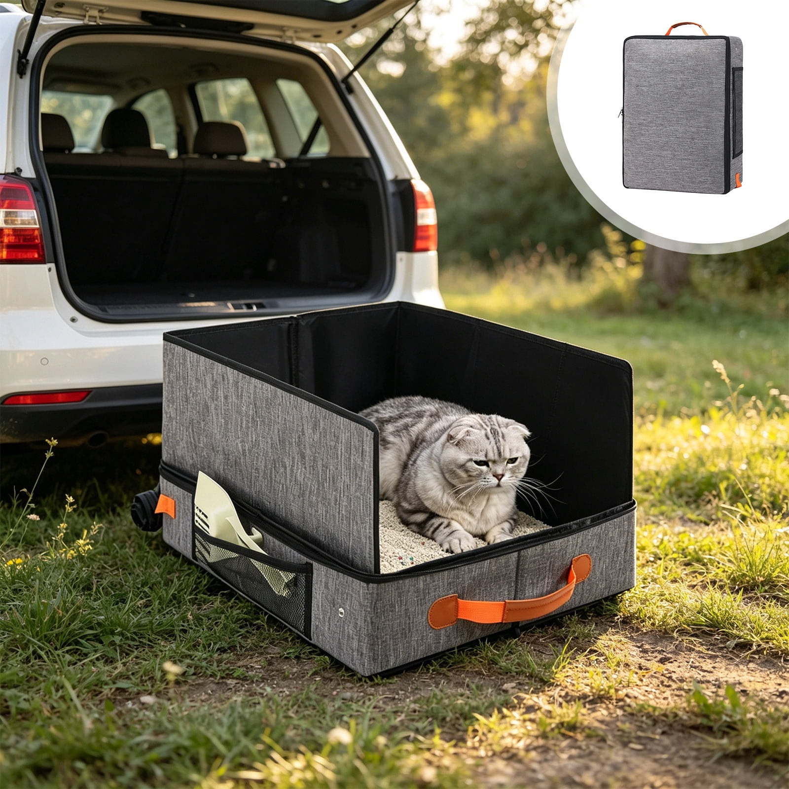 SouMaox Portable Cat Litter Box, Foldable Water-Resistant Pet Toilet ...