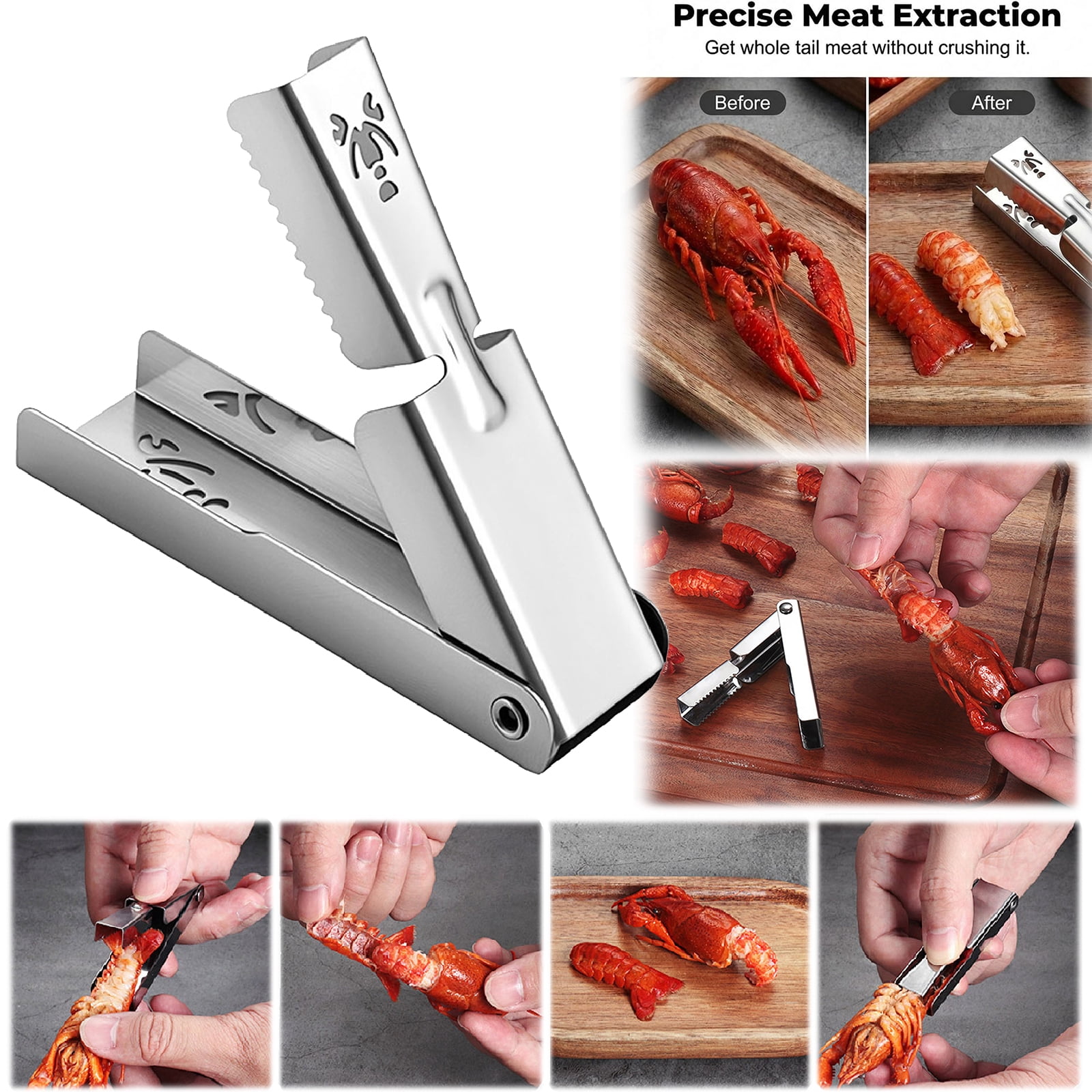 SouMaox Stainless Steel Crawfish Peeler Tool, Anti-Slip Seafood Sheller ...