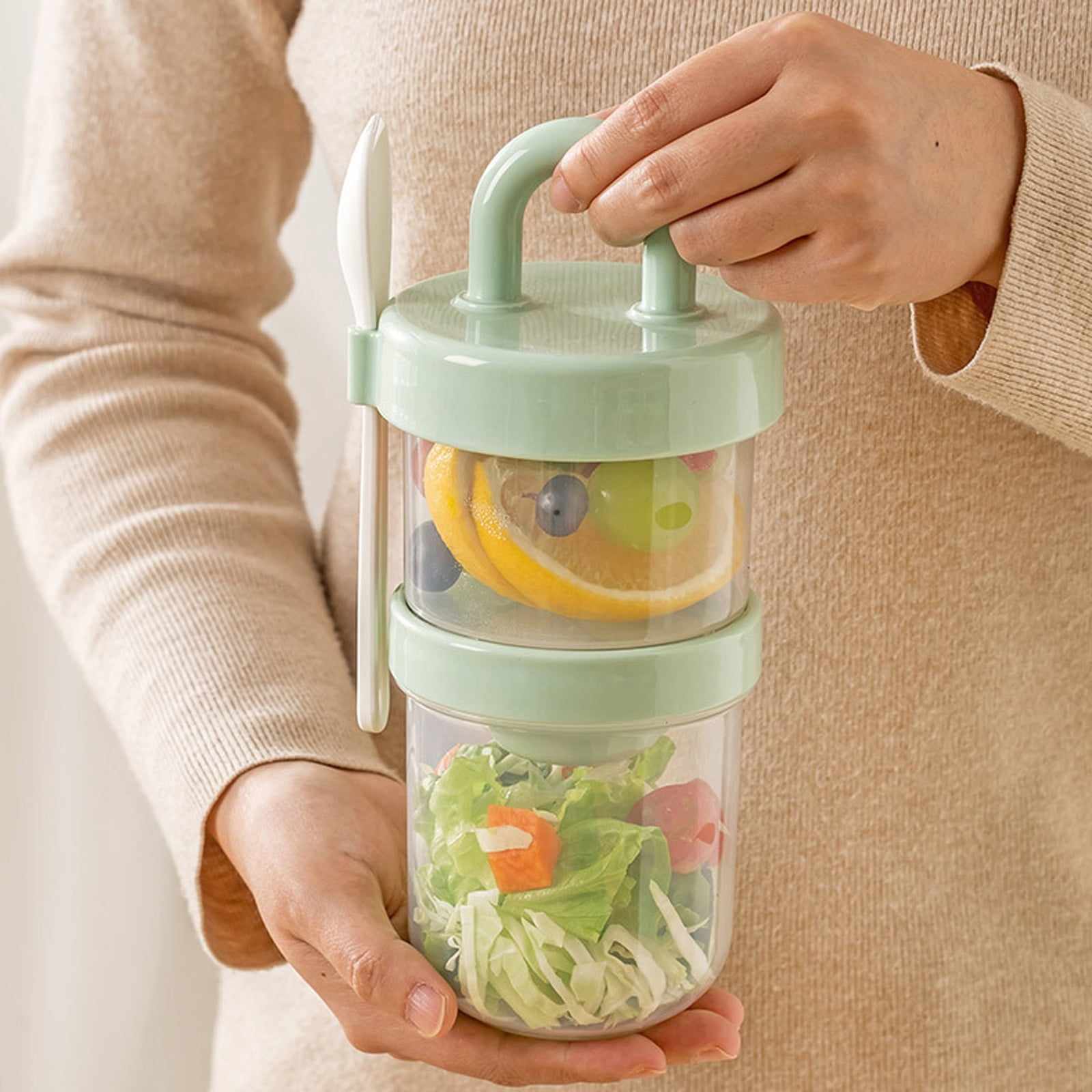 SouMaox Yogurt Salad Cup, Portable Breakfast Container, Double Layer ...