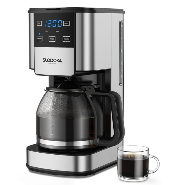 Suodoka 12 Cup Drip Coffee Maker with Glass Coffee Pot, Programmable ...