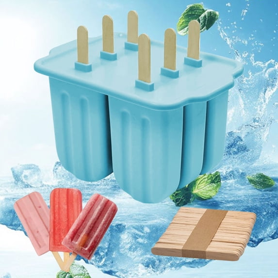 Souew 6-Cavity Popsicle Molds Homemade Bpa-Free Silicone Popsicle Maker ...
