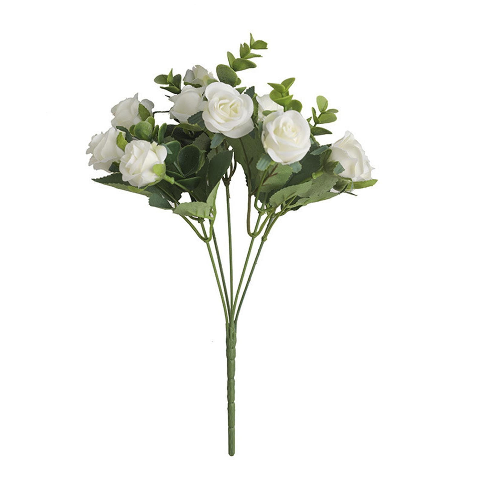 Souew Eucalyptus Artificial Rose Decoration White, 1 Bunches of ...