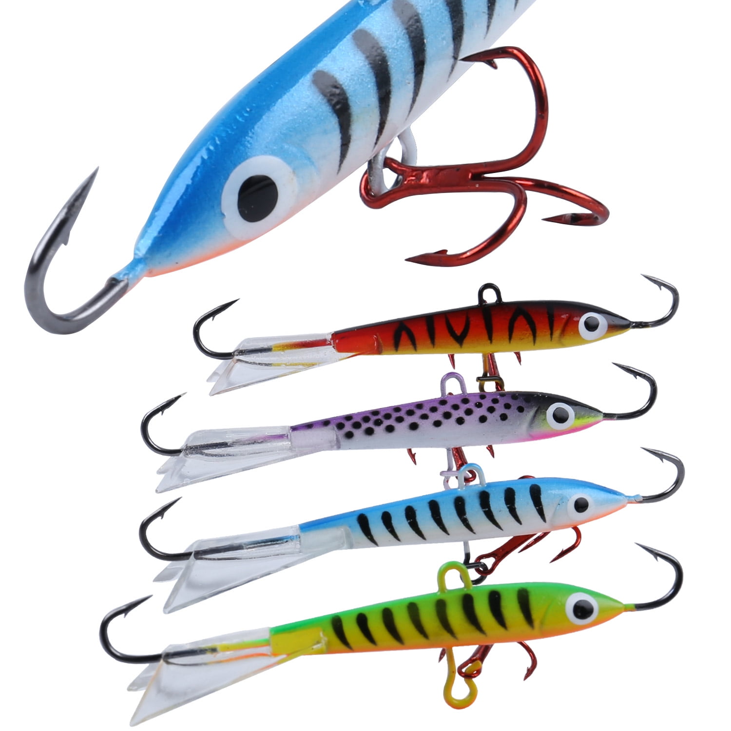 Sougayilang Ice Fishing Lures with 3 Sharp Hooks Winter Lifelike ...
