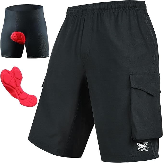 Souke Sports Men's Mountain Bike Shorts with 4D Padding, Lightweight Loose-Fit MTB Cycling ...