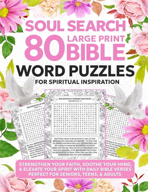 Soul Search: 80 Large Print Bible Word Puzzles for Spiritual ...