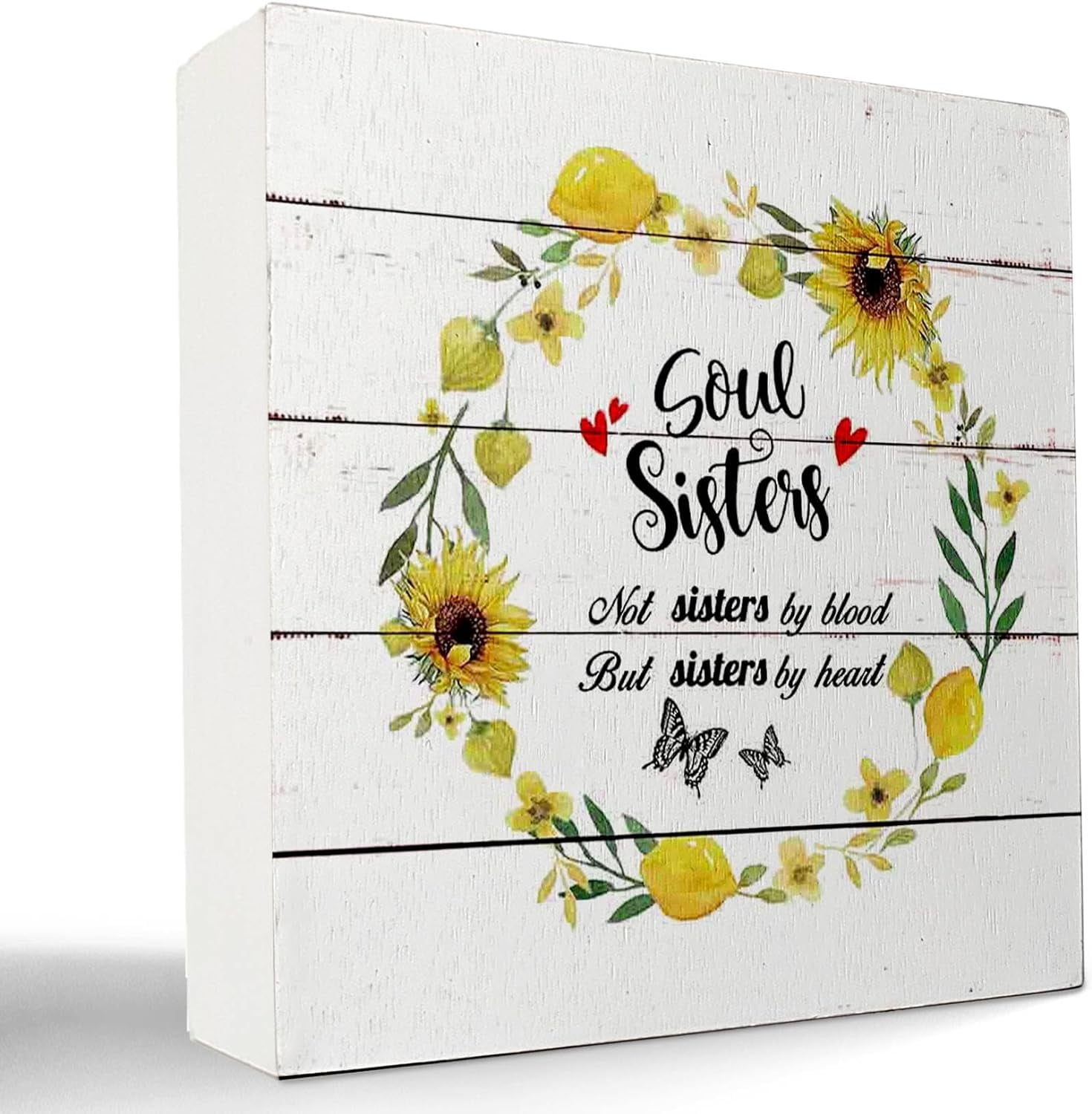 Soul Sister Floral Wooden Box Sign Desk Decor,Rustic Sister Themed Wood ...