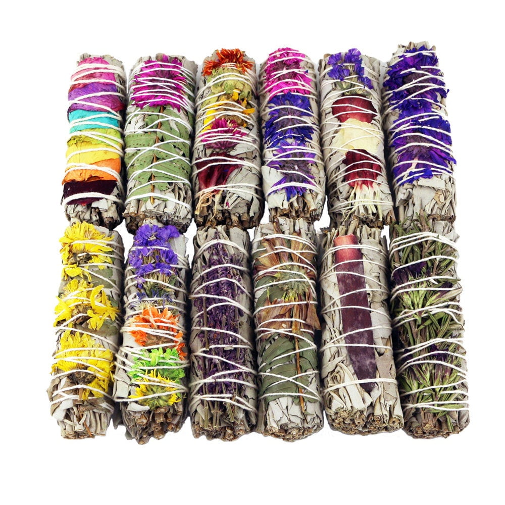 Soul Sticks 12 Pack Variety Floral Sage Bundles Set of 12 White Sage ...