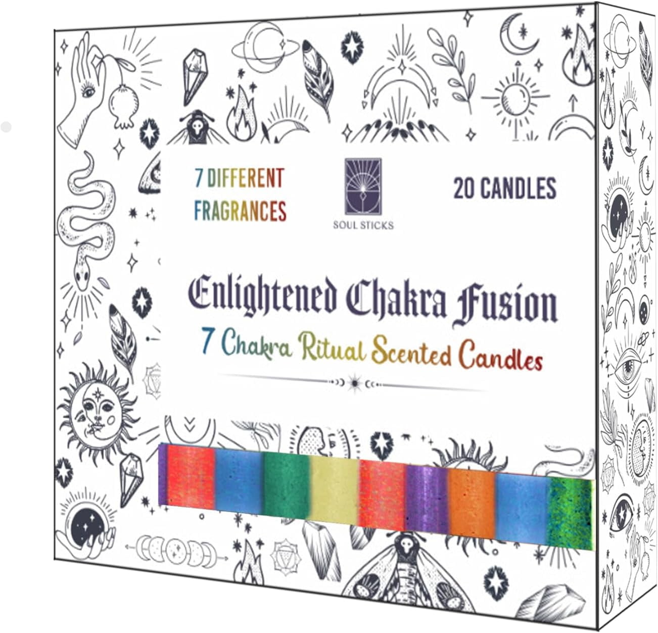Soul Sticks 20 pack 7 Chakras Assorted Fragrance Scented Chime Ritual ...