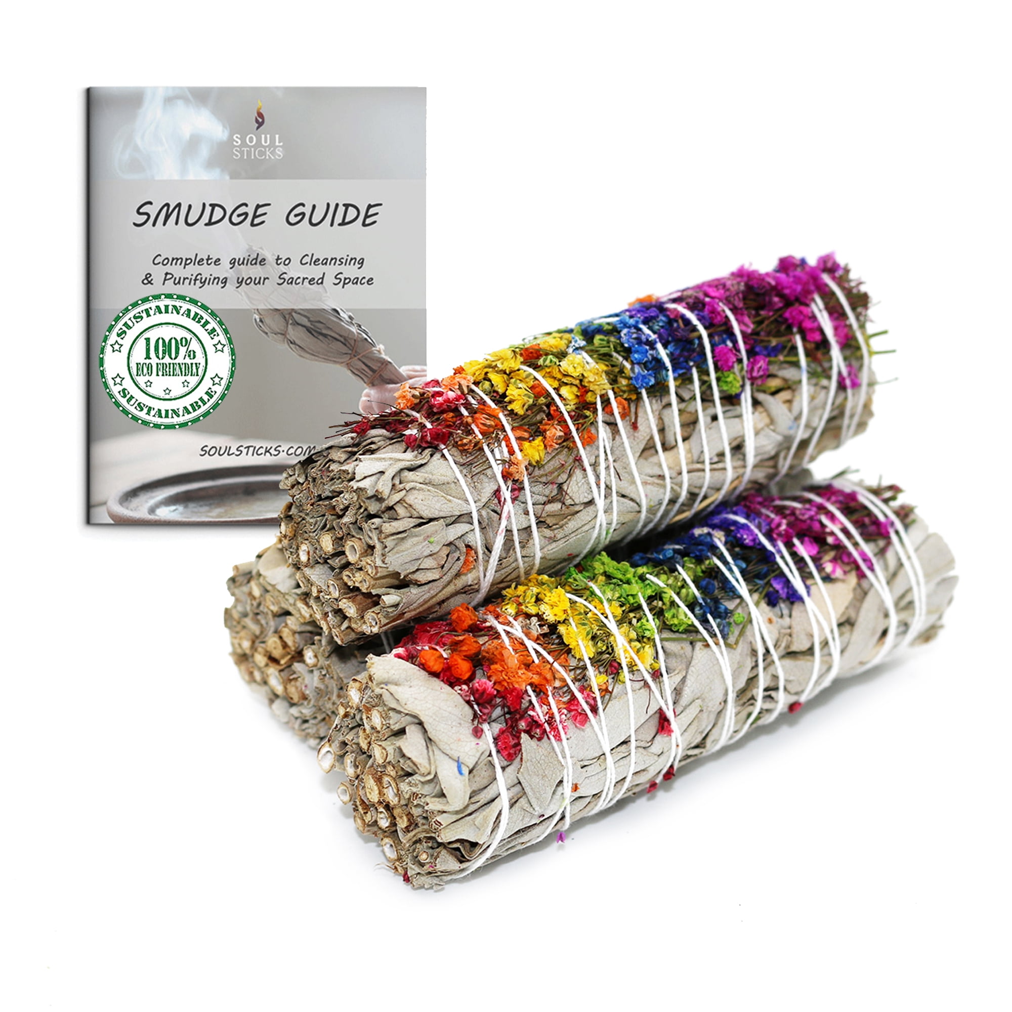 Soul Sticks 3 Pack Energy Wheel Floral White Sage Smudge Sticks with ...