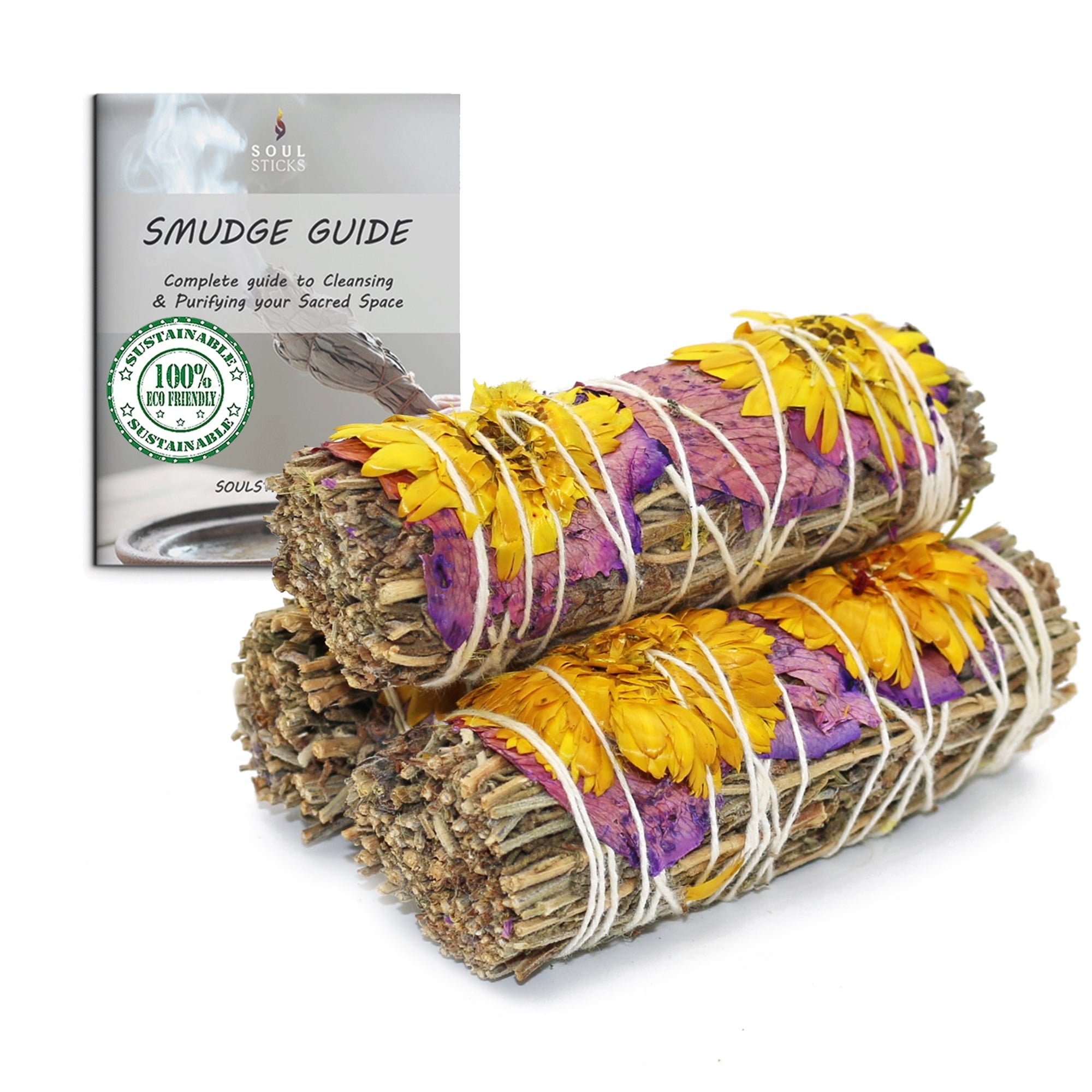 Soul Sticks 3 Pack Evelyn Lavender Floral Sage Smudge Sticks with ...