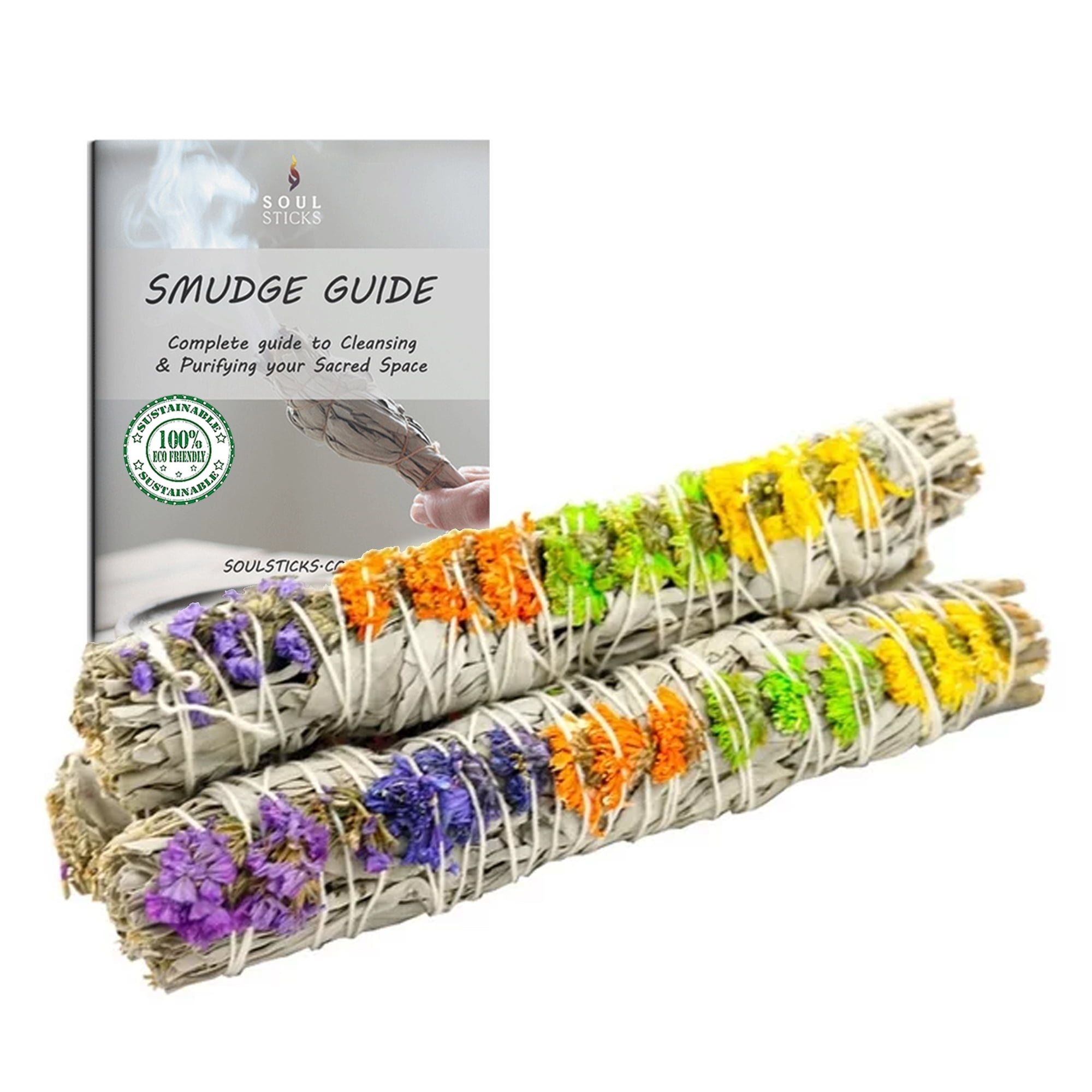 3 Pack Good Vibes Sage 9" Smudge Stick Bundle | 3 Pack Organic Sticks for Cleansing, Energy ...