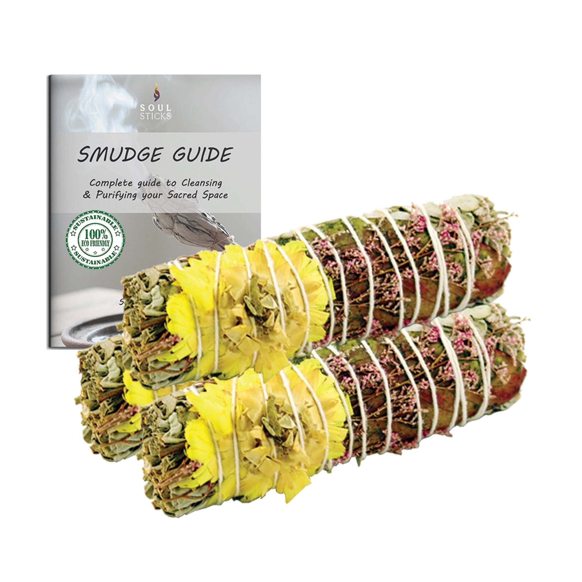 Floral White Sage Smudge Bundle – 3 Pack (4") Sweetheart Smudging ...