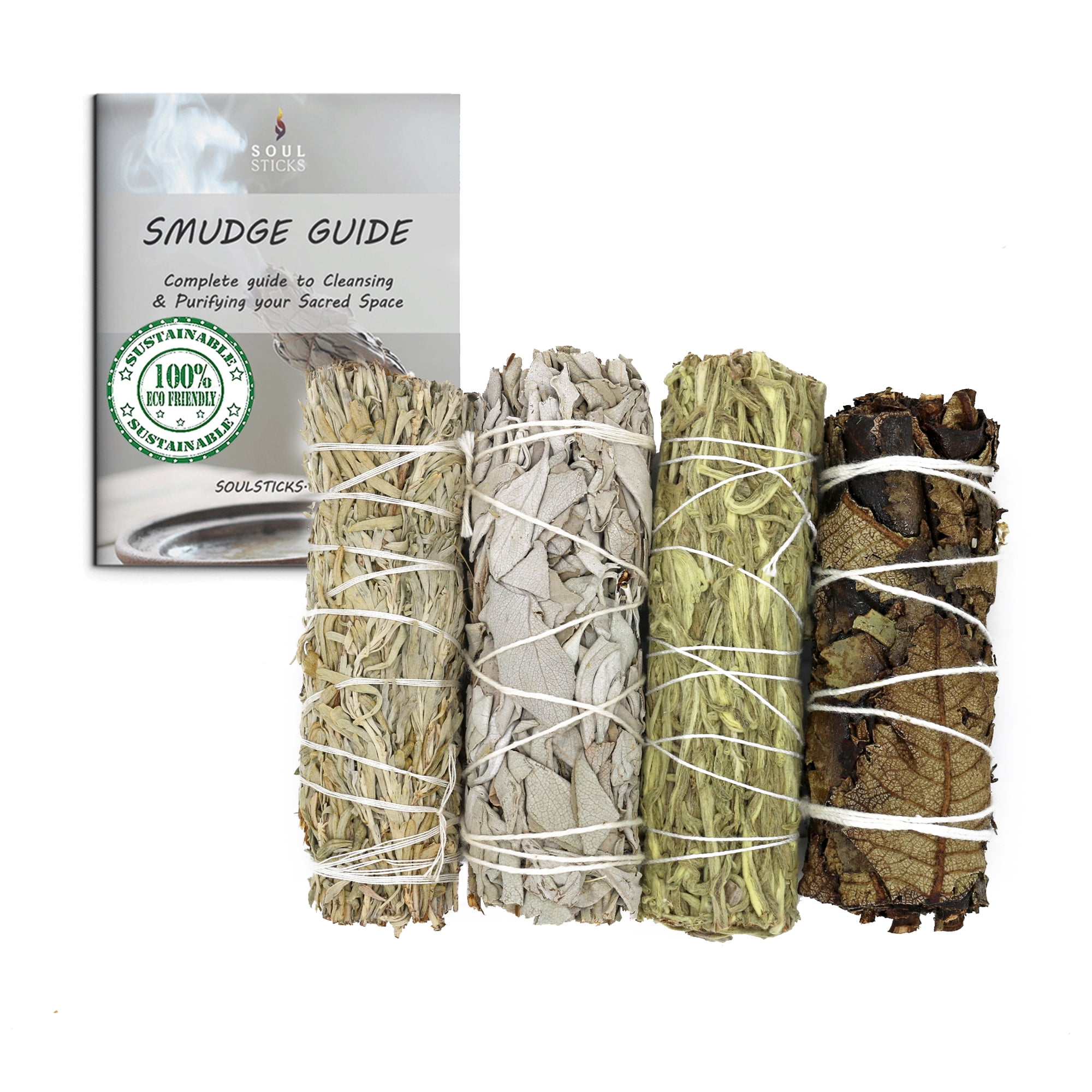 "Soul Sticks Sage Smudging Bundle, White Dragon's Blood Sage, Black ...