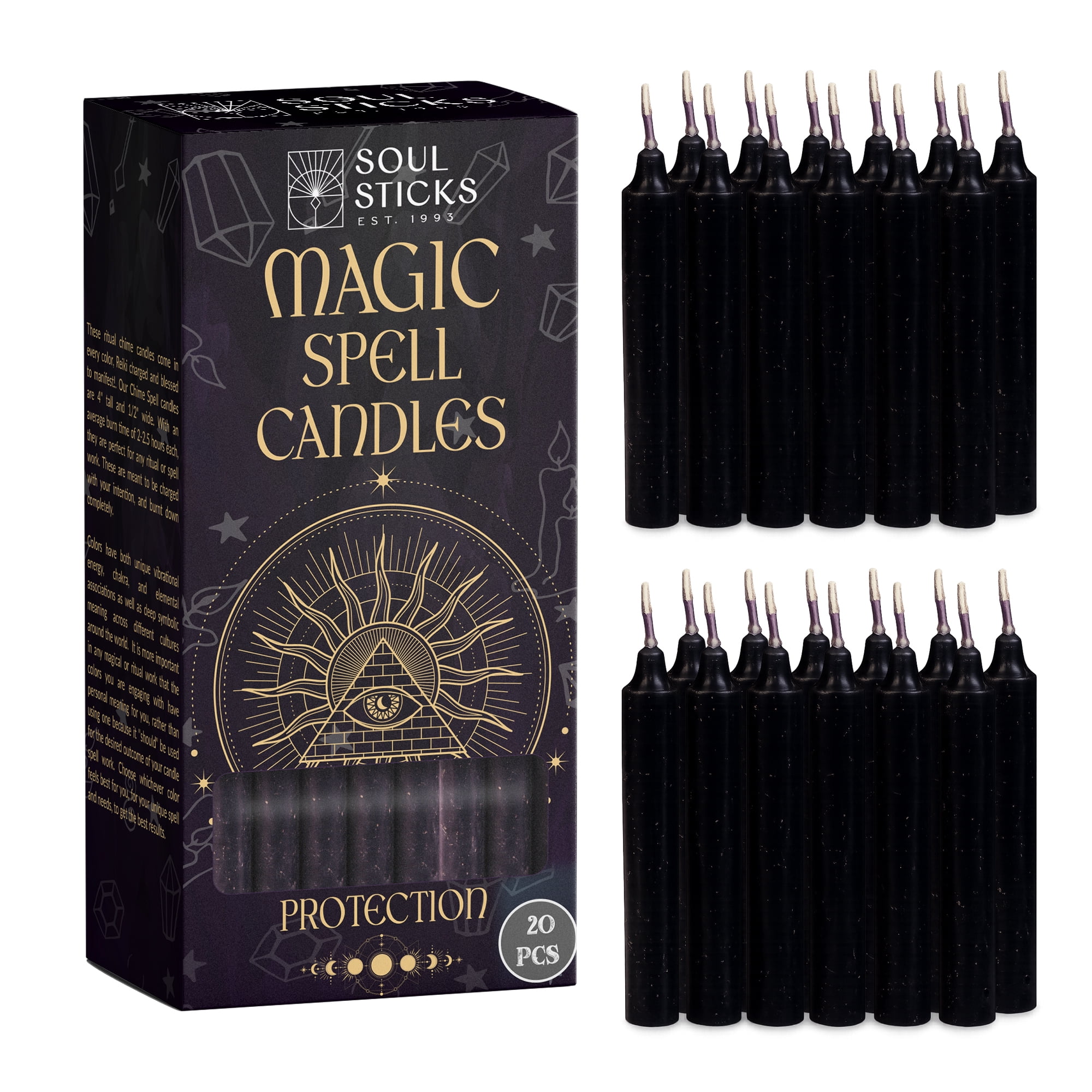 Soul Sticks Protection 4" Magic Spell Chime Taper Premium Candles 20 ...