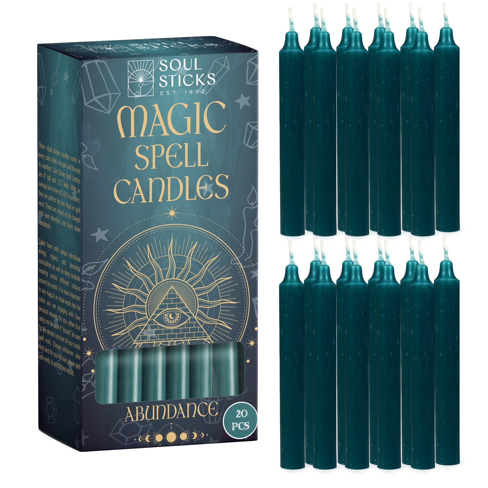 Soul Sticks Abundance Magic Spell Chime Taper Candles, 4" Tall, 20 pcs ...