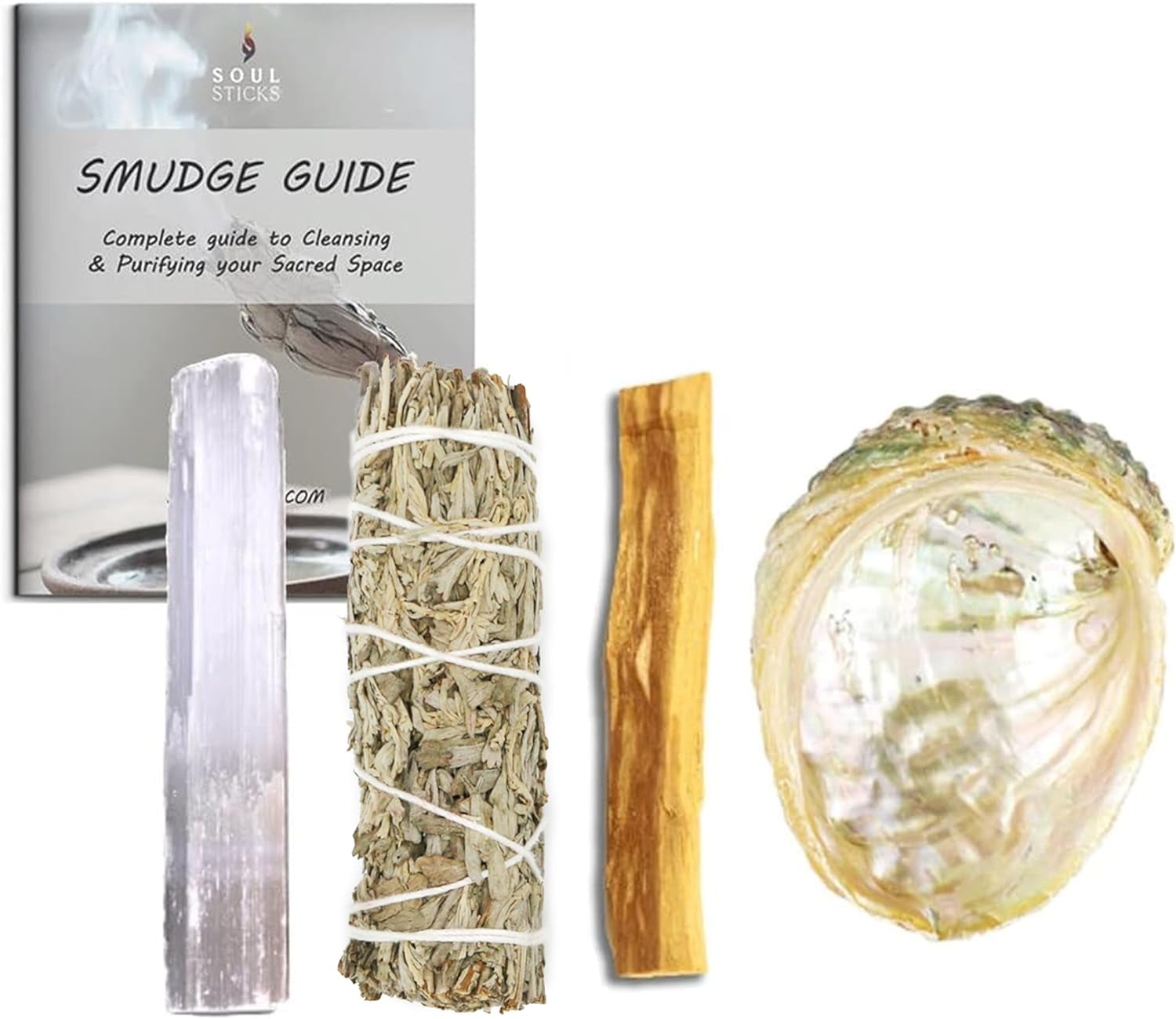 Soul Sticks Mini Smudge Kit, Blue Sage 4'', Abalone Shell, Selenite ...