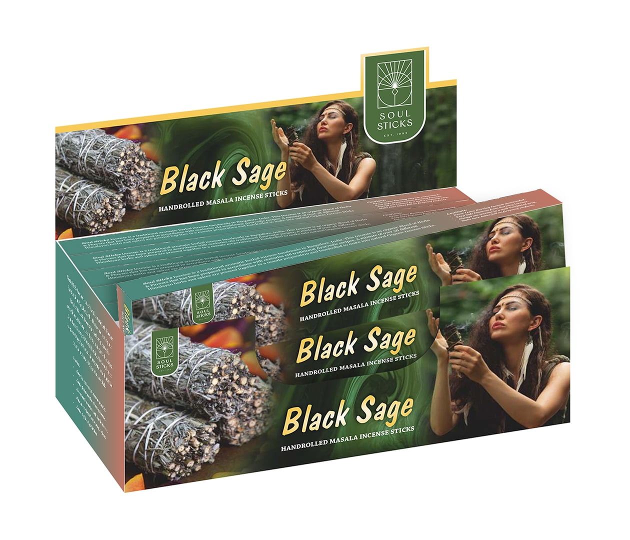 Soul Sticks Black Sage Hand-Rolled Incense Sticks Mystic Spirit Blends ...