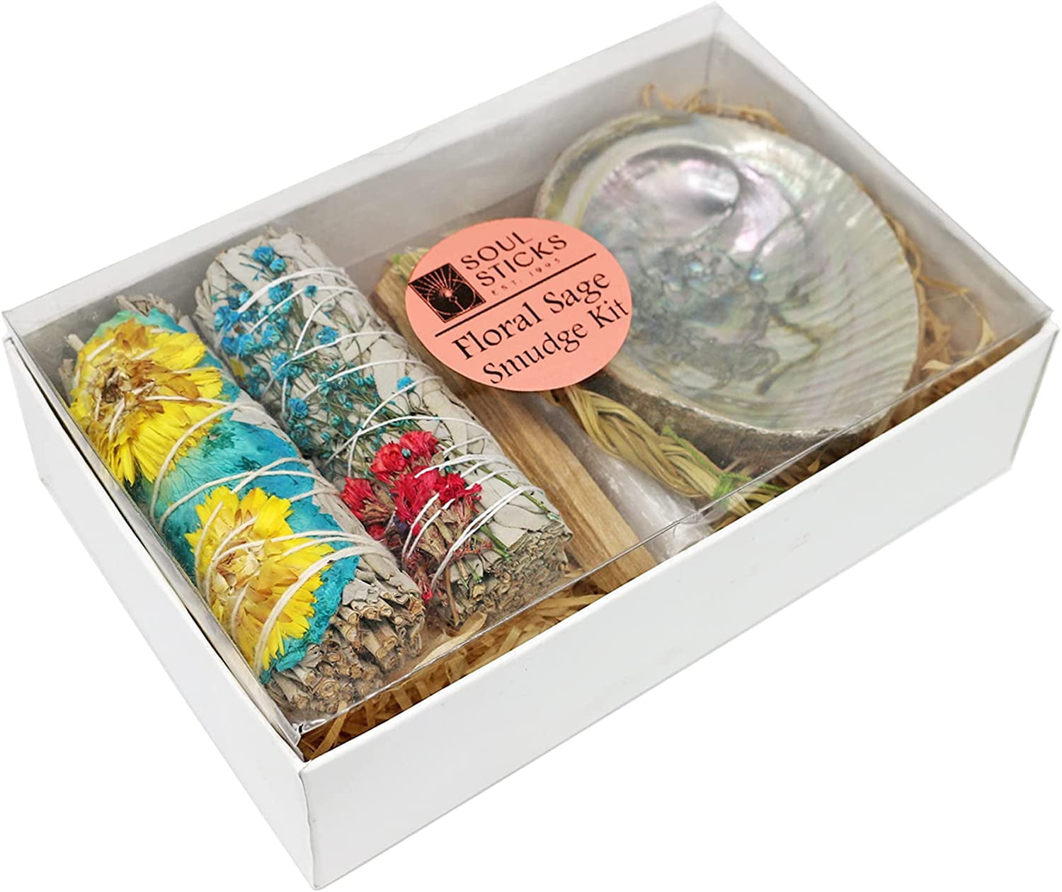 Soul Sticks Floral Sage Smudge Kit Blues Gift Set with 2 Floral White ...