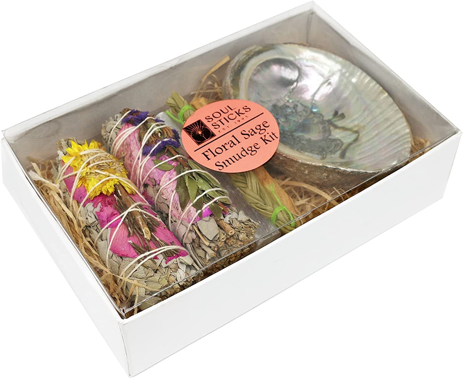 Soul Sticks Floral Sage Smudge Kit Pinks Gift Set with 2 Floral White ...