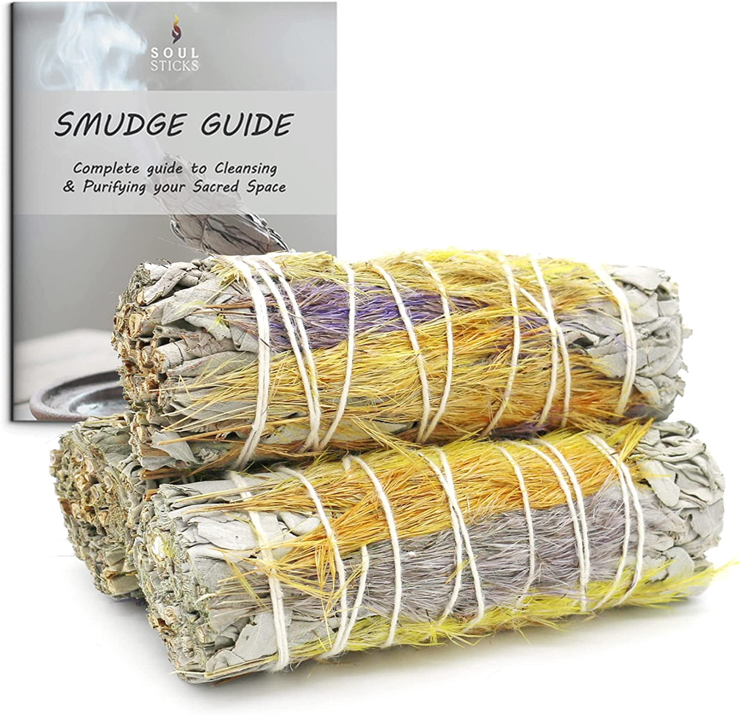Soul Sticks Floral White Sage Smudge Sticks Bundles with Flowers and ...