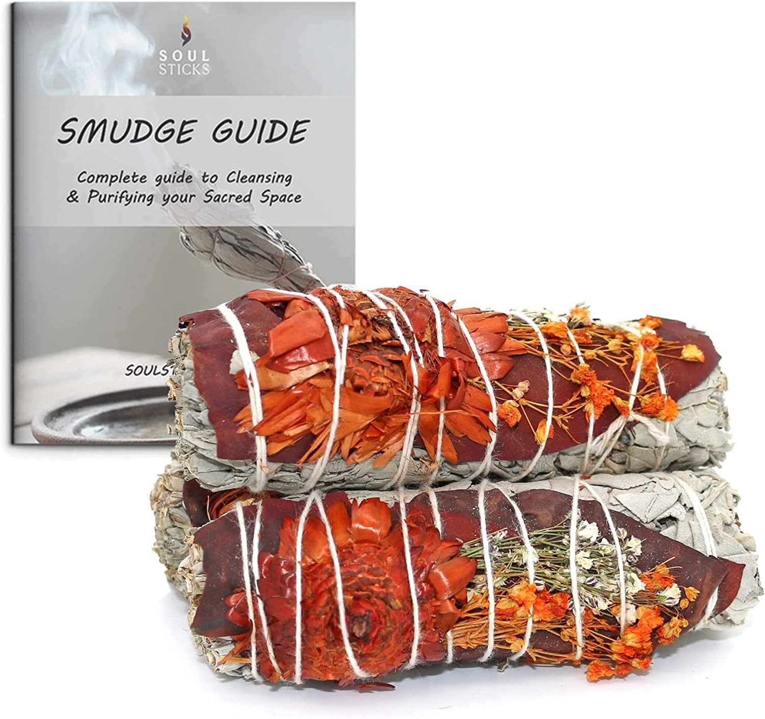 Soul Sticks Floral White Sage Smudge Sticks Bundles with Flowers and ...