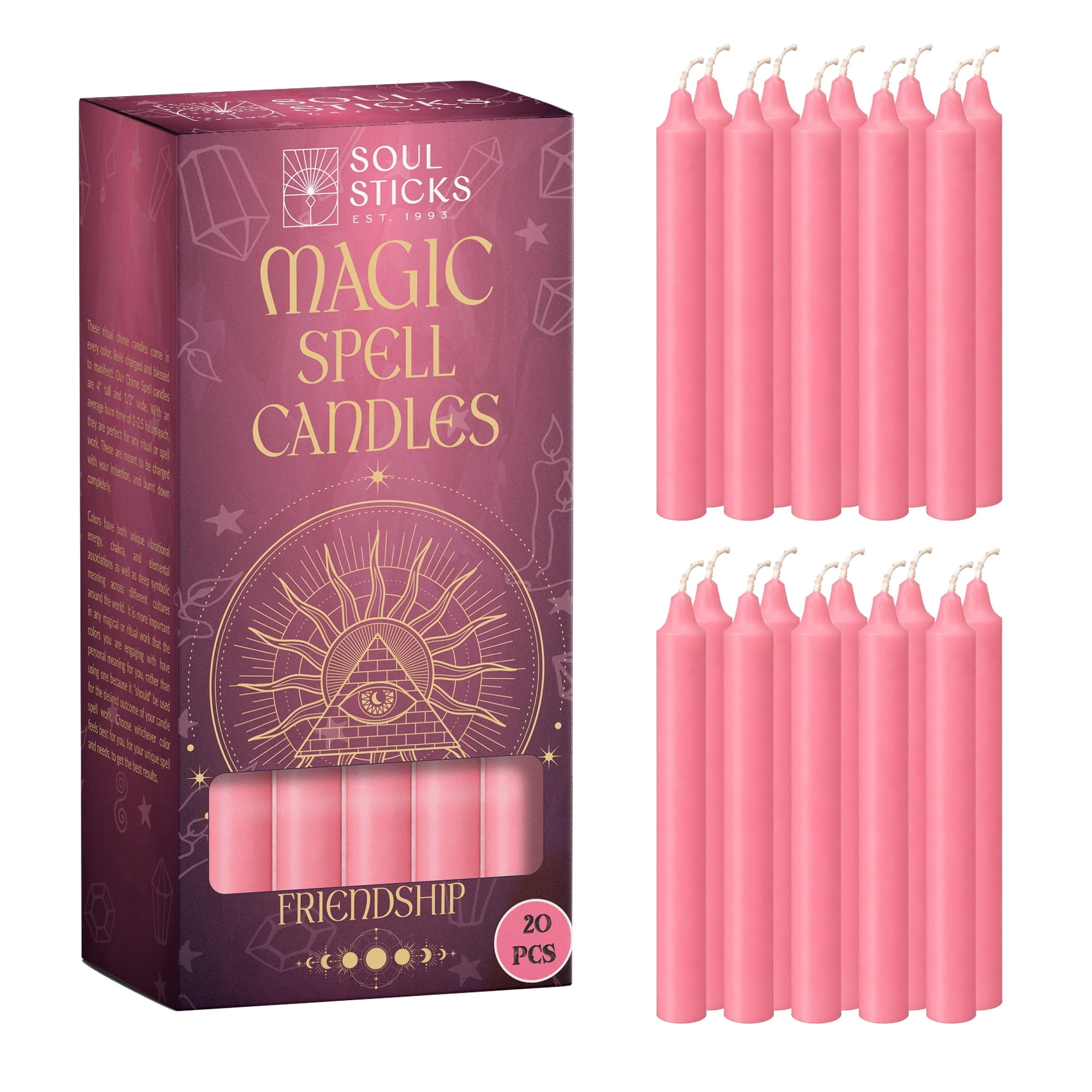 Soul Sticks Friendship 4" Magic Spell Chime Taper Premium Candles 20 ...