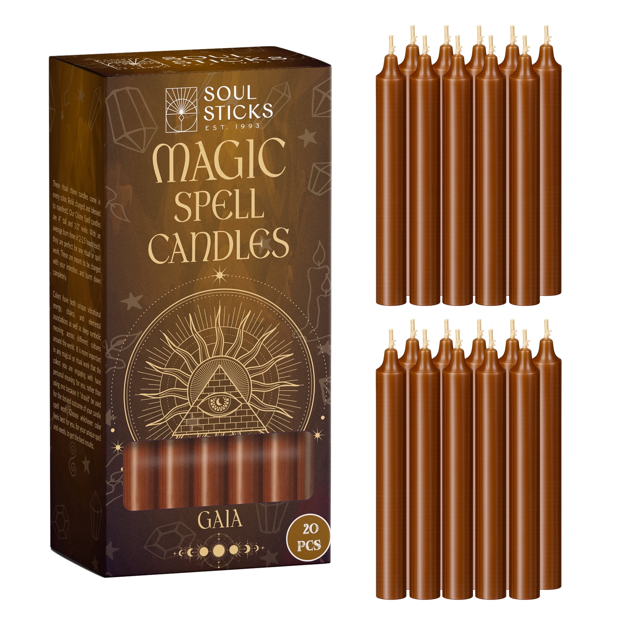 Soul Sticks Gaia 4" Magic Spell Chime Taper Premium Candles 20 pcs for ...