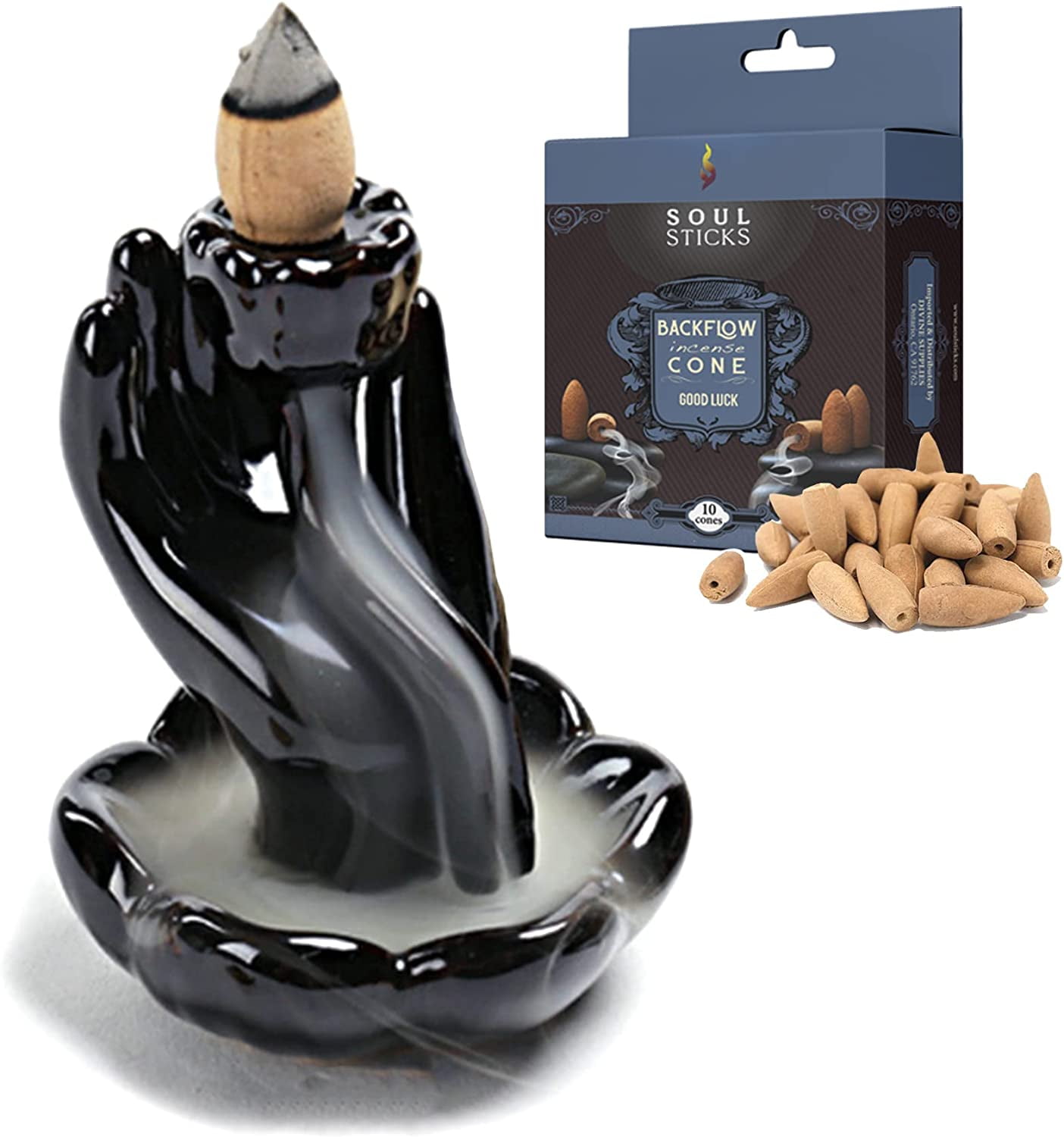 Soul Sticks Hand Waterfall Backflow Cone Burner and Good Luck Back flow ...