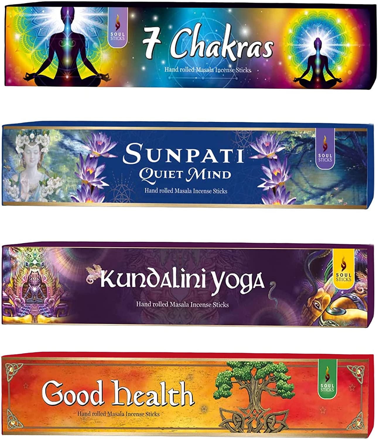 Soul Sticks Incense, Body & Soul Variety 4 Pack, 100% Natural Masala ...