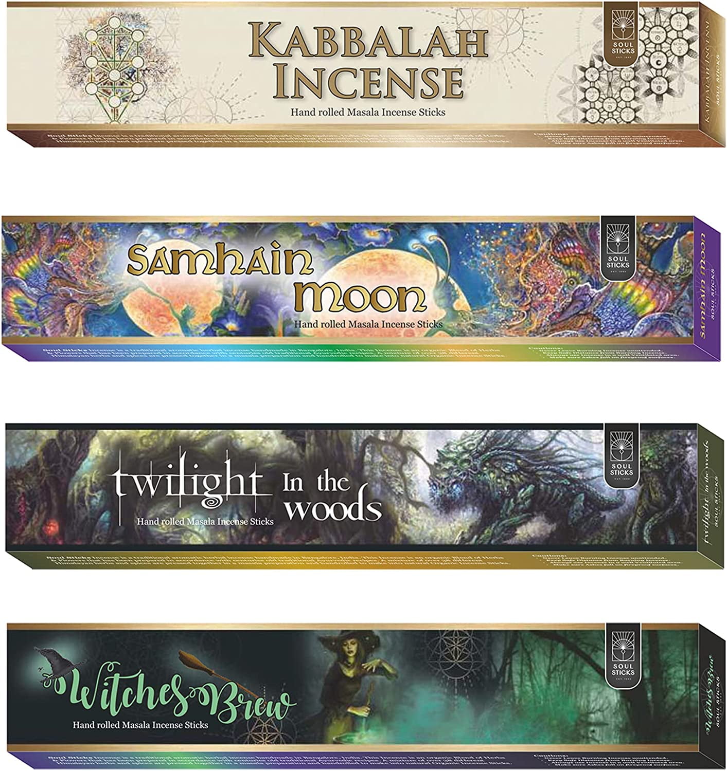Soul Sticks Incense Sticks Mystic Series Variety 4 Pack 100% Natural ...