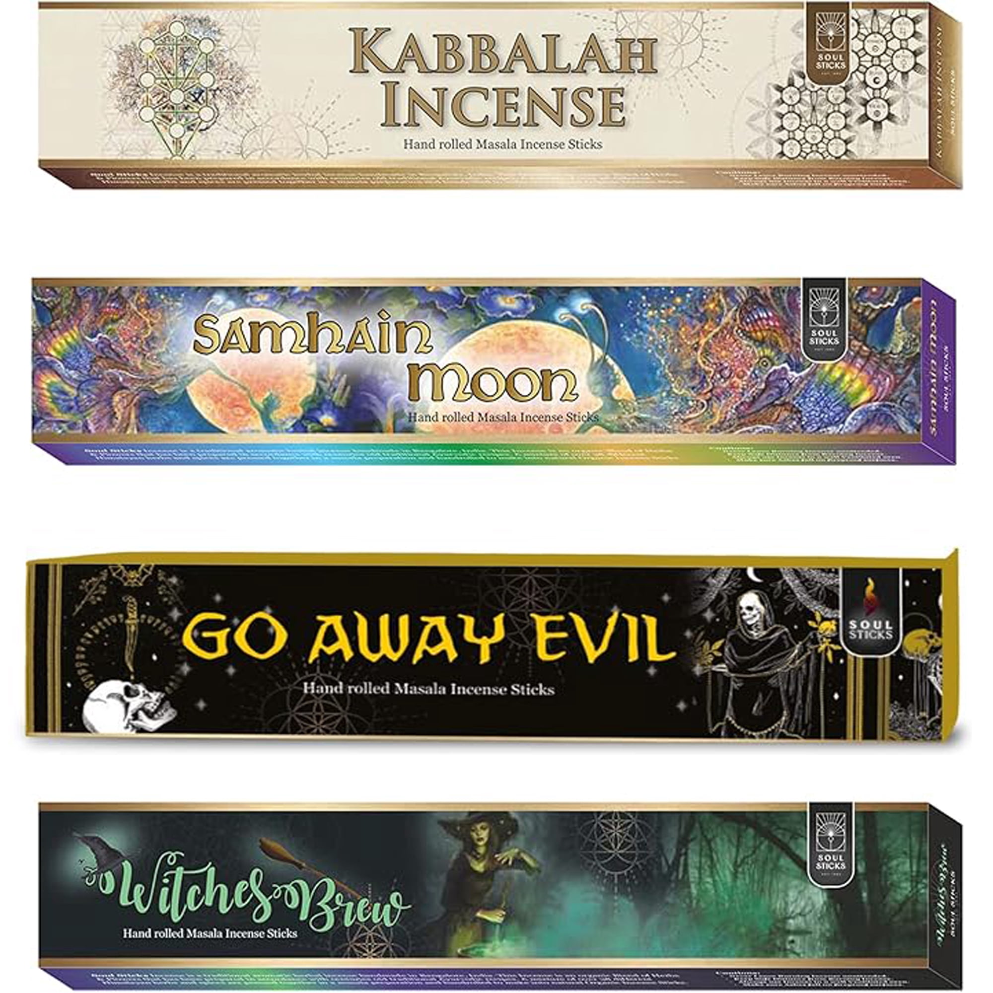 Soul Sticks Mystic Series Incense Sticks, Variety 4 Pack, Organic Home ...