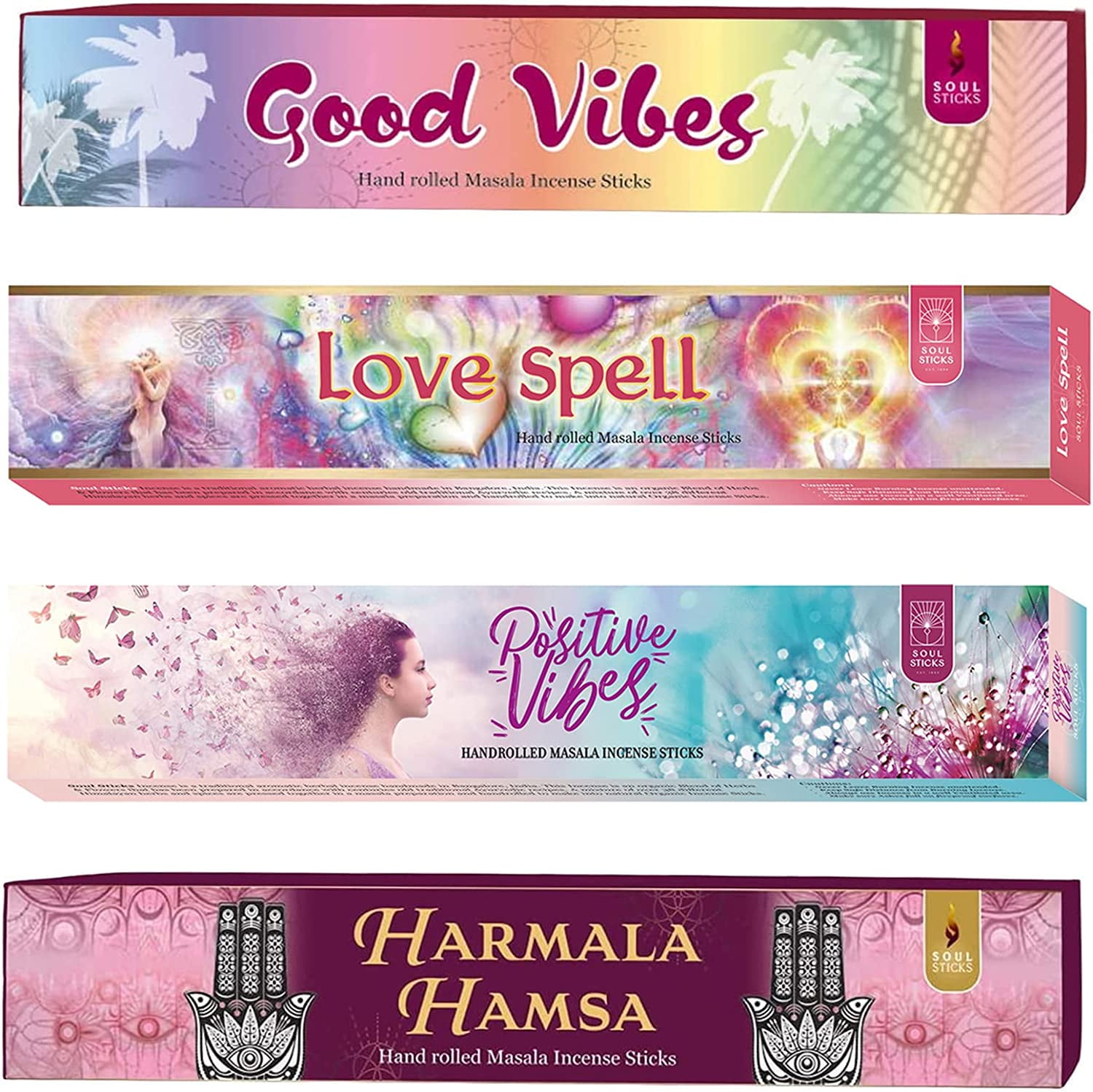 Soul Sticks Incense Sticks Peace and Love Variety 4 Pack 100% Natural ...