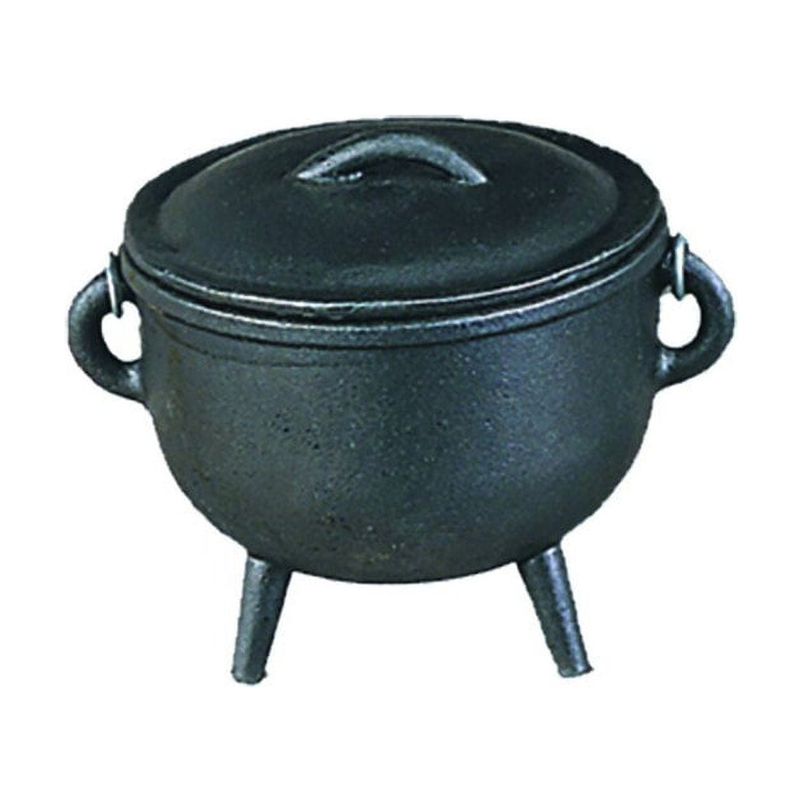 Soul Sticks 3.5" Small Black Cast Iron Cauldron with Lid and Carry ...