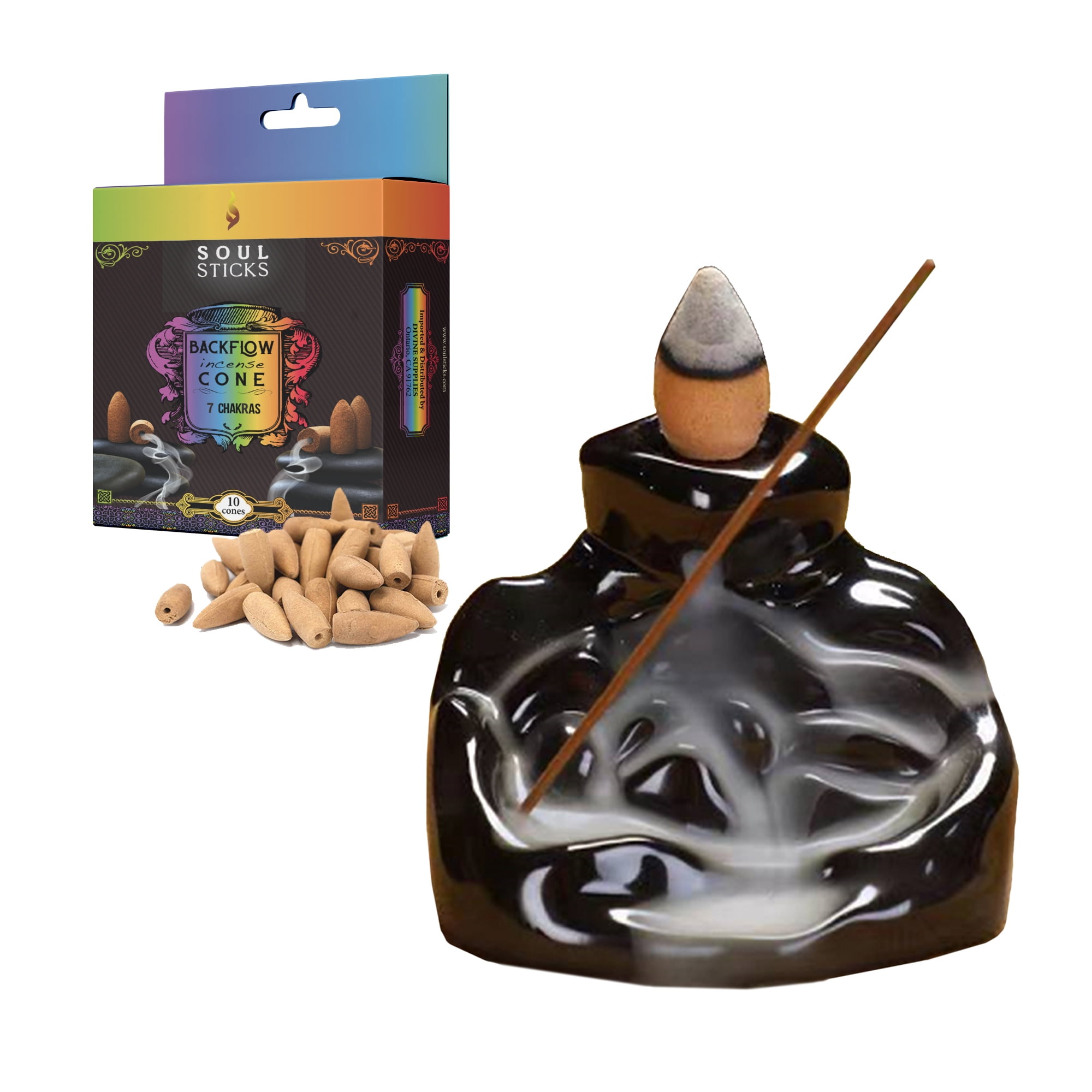 Soul Sticks Primrose Path Backflow Cone Burner and 7 Chakra Back flow ...