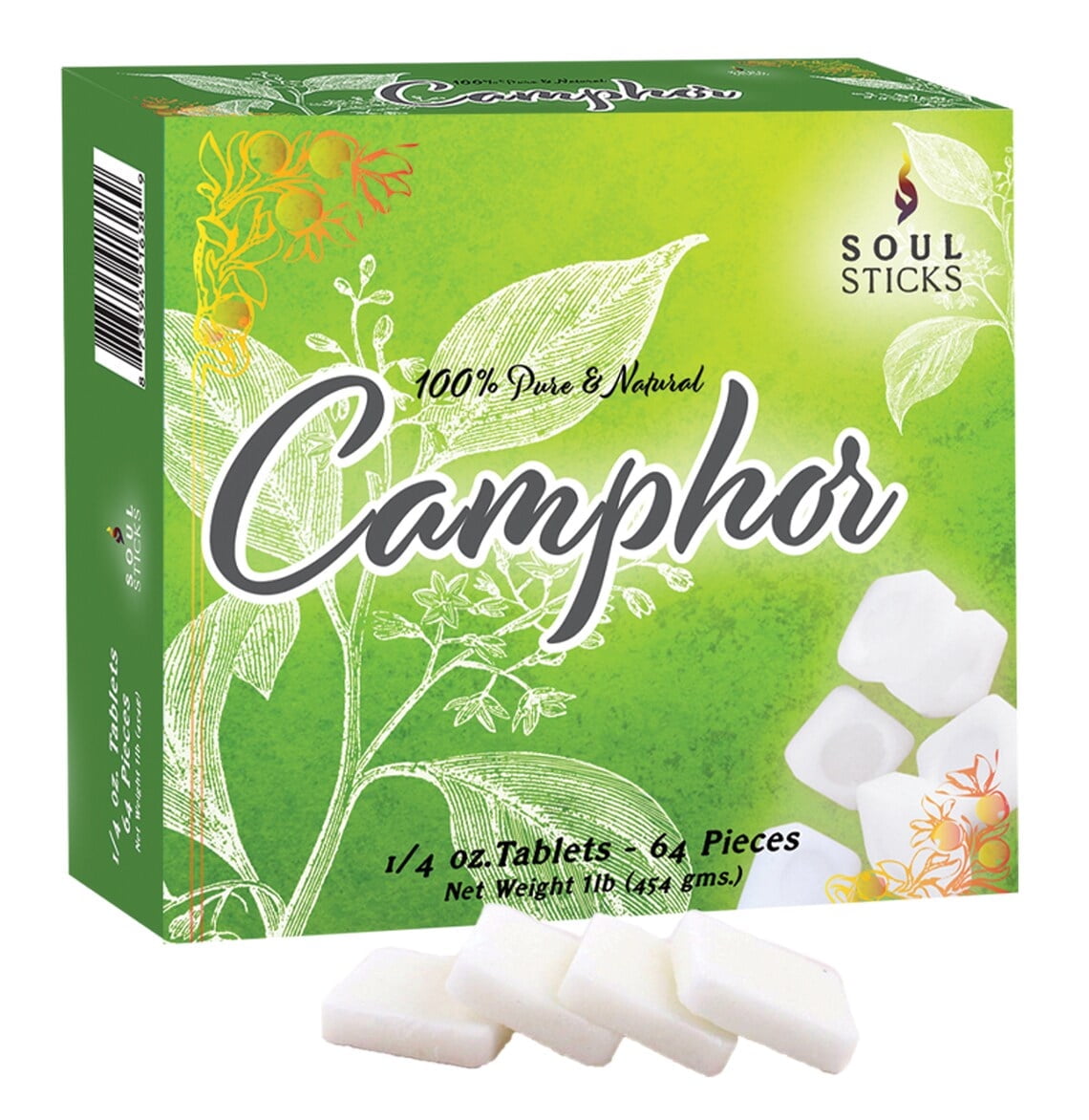 Soul Sticks 100% Natural Camphor Tablets (450g) - 16 Blocks, 64 Refined ...