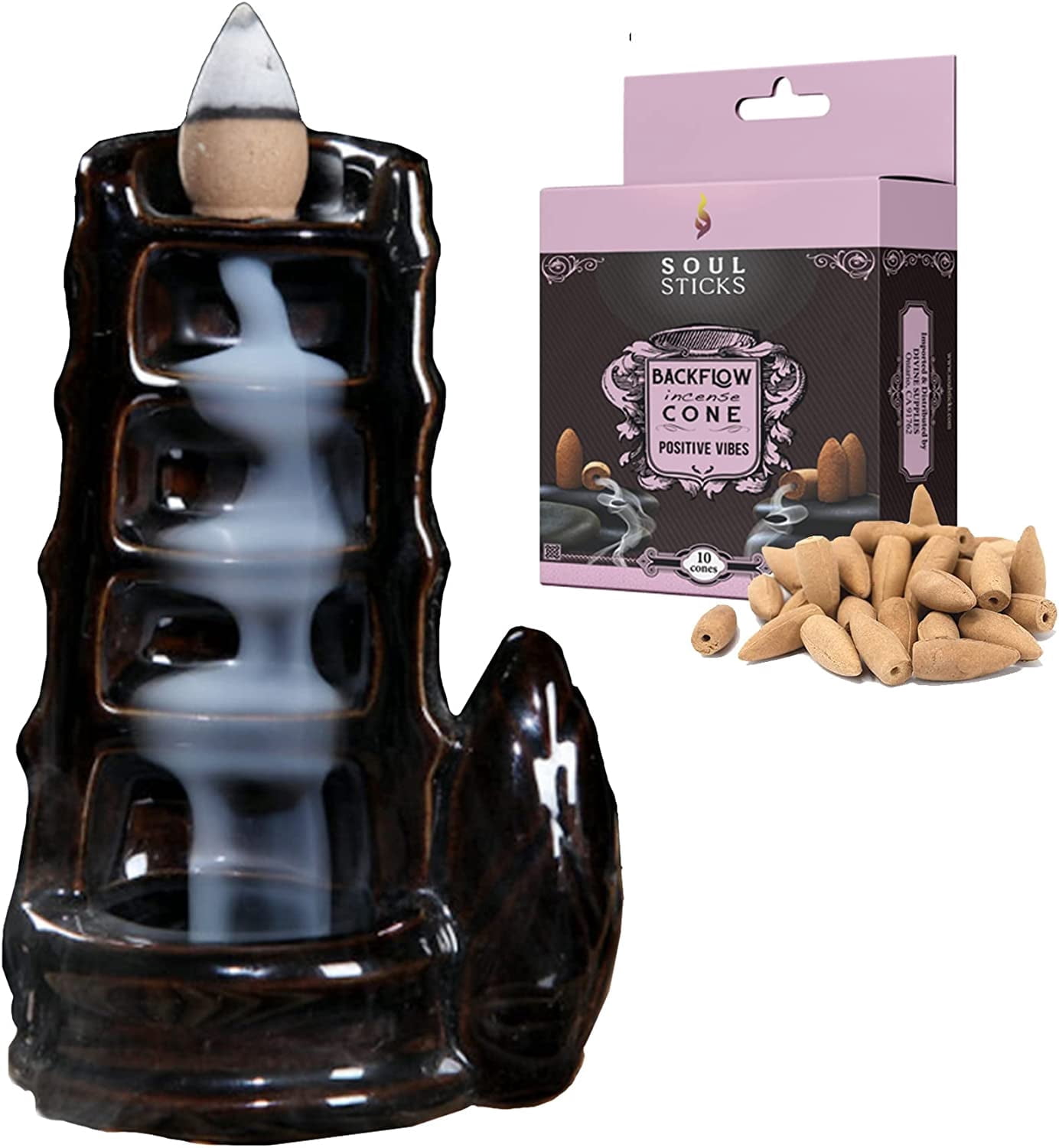 Soul Sticks Tower Waterfall Backflow Cone Burner and Positive Vibes ...