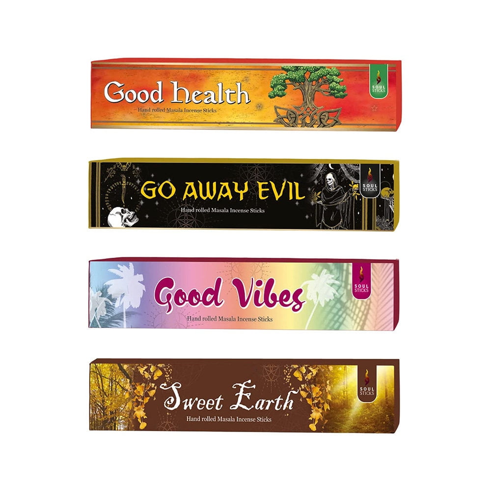 Soul Sticks Hand Rolled Natural Incense Sticks, 4 Pack for Positive ...
