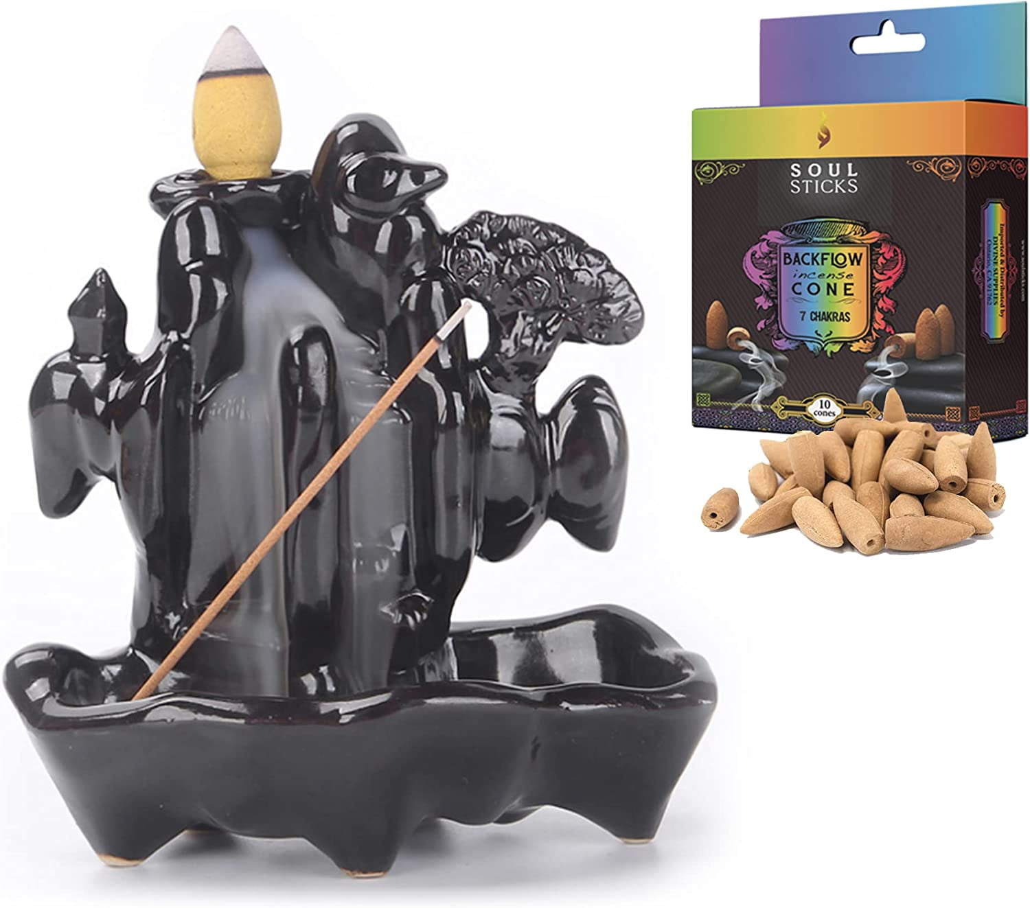 Soul Sticks Zen Forest Backflow Cone Burner and 7 Chakras Back flow ...