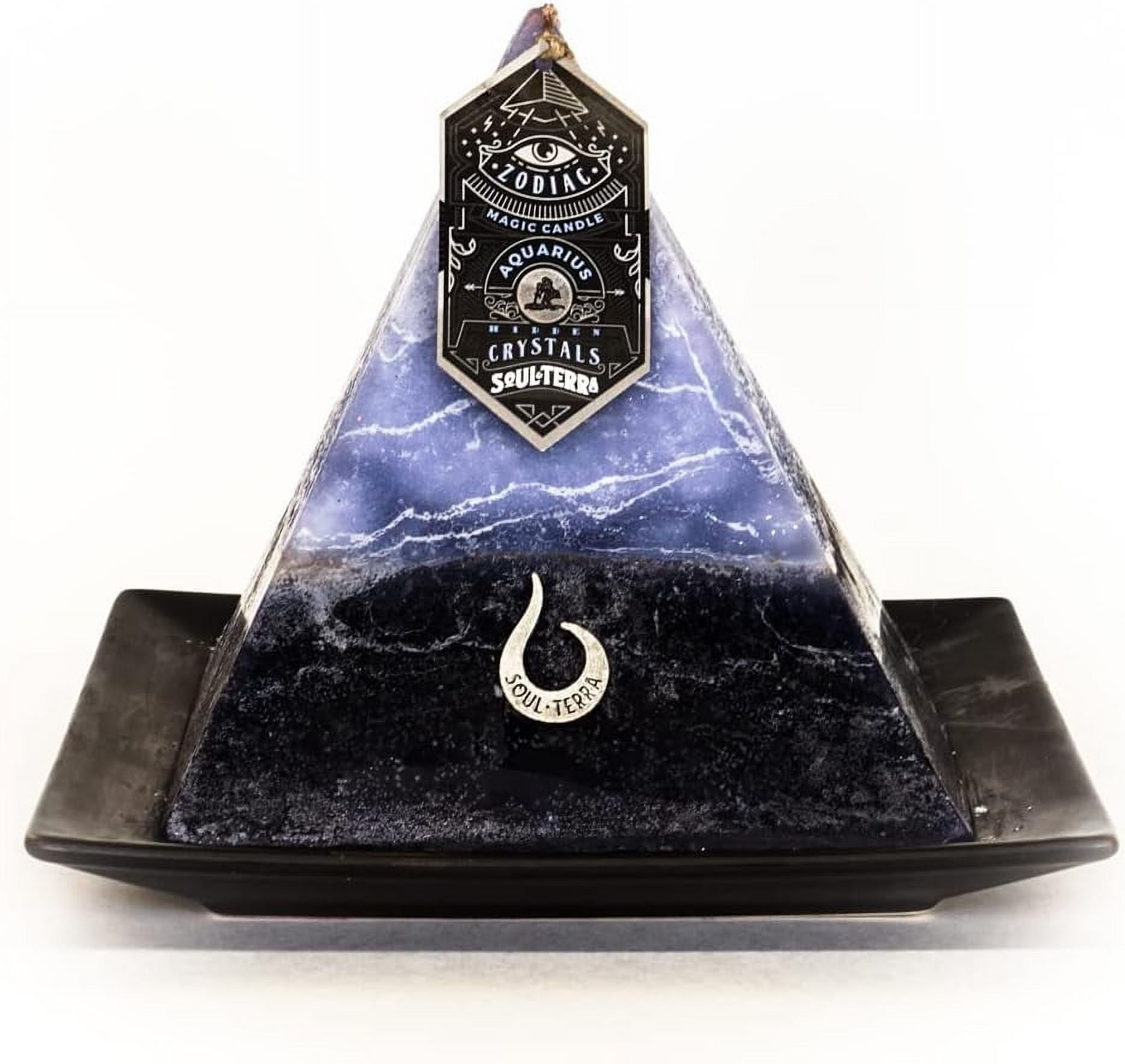 Soul-Terra-Aquarius Zodiac Mystery Crystal Pyramid Candle-Real Crystals ...