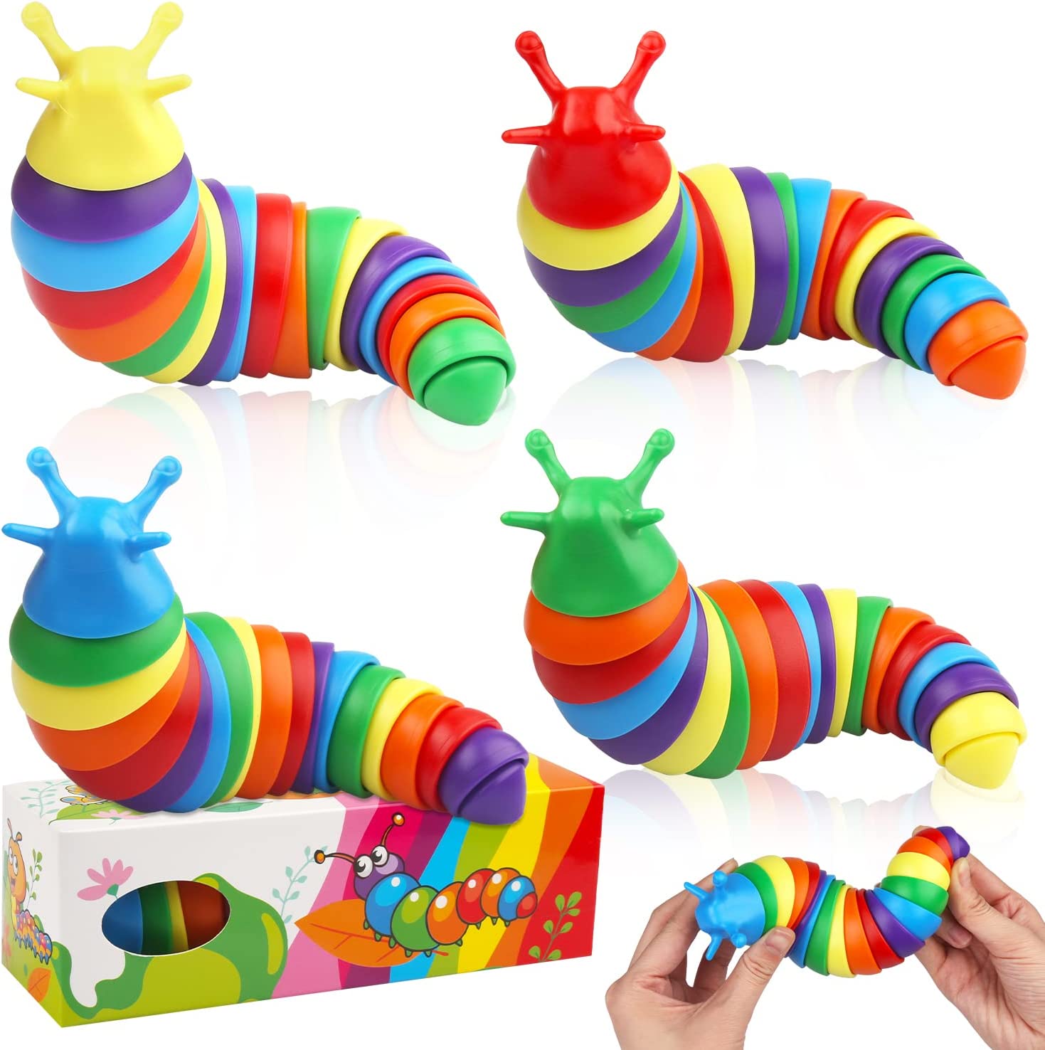 SoulLife 4 Pack Caterpillar Sensory Fidget Toys, Stress Relief Toy for ...