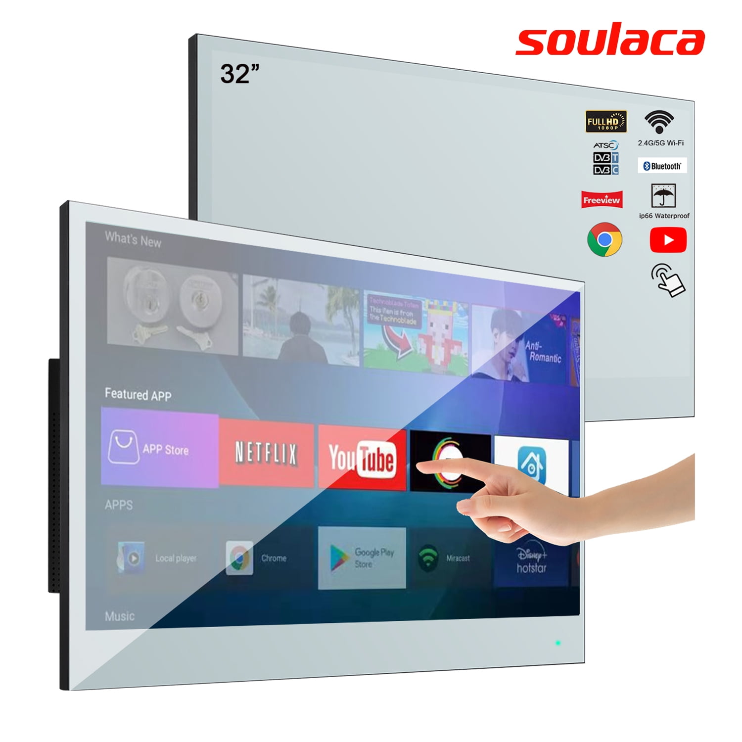 Soulaca Brand 32 inches Smart Mirror LED TV Bathroom Wifi Bluetooth ...