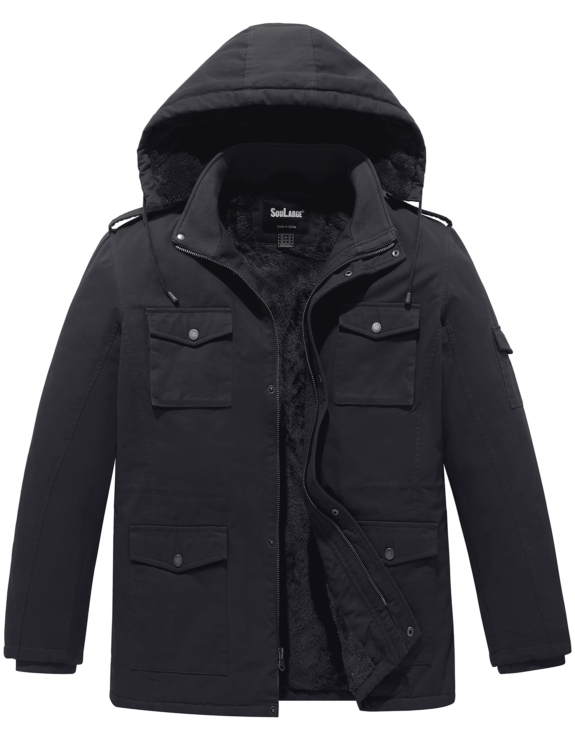 Soularge Men's Big and Tall Winter Coat Warm Puffer Jacket Windproof ...