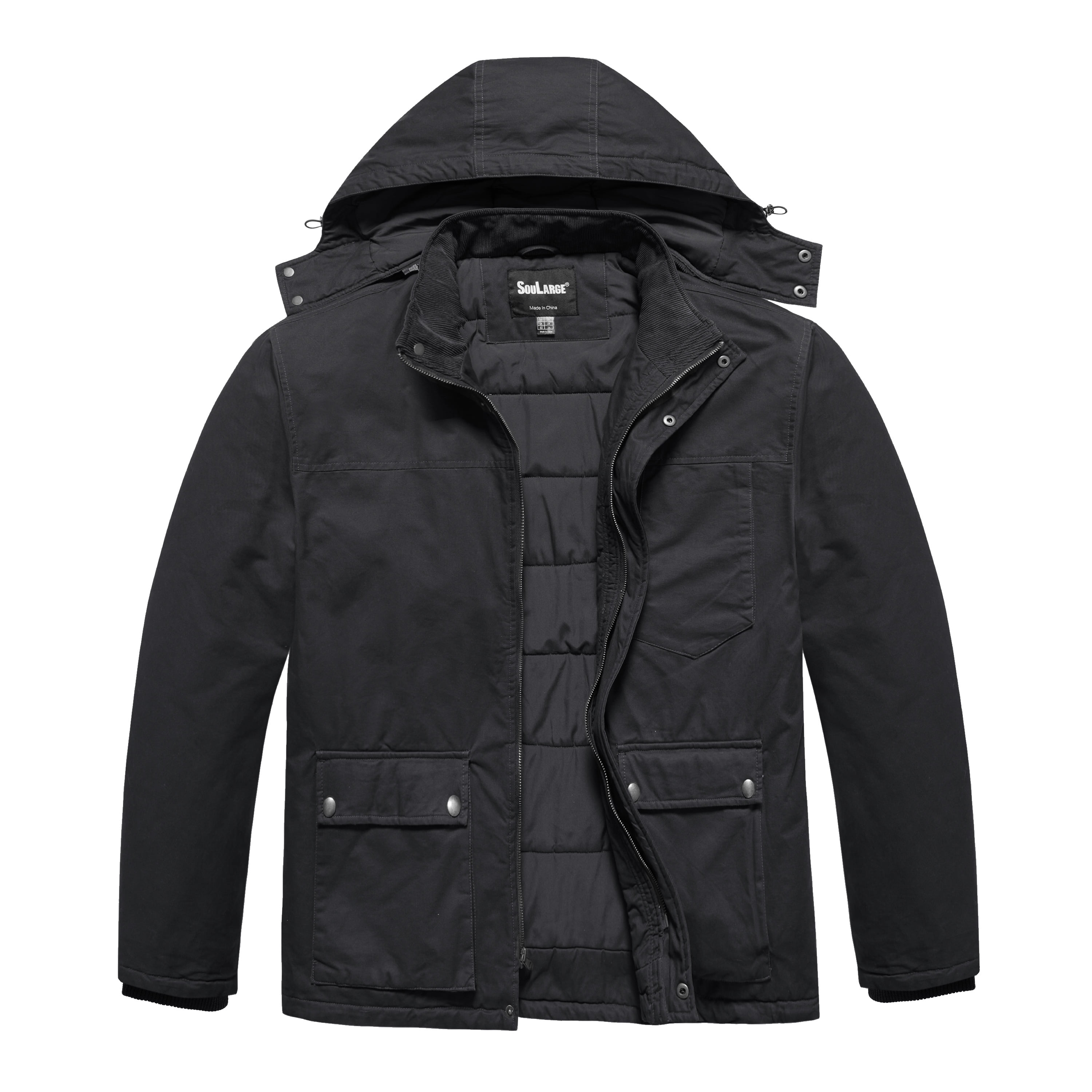 Soularge Men's Big and Tall Winter Coat Warm Puffer Jacket Hooded ...