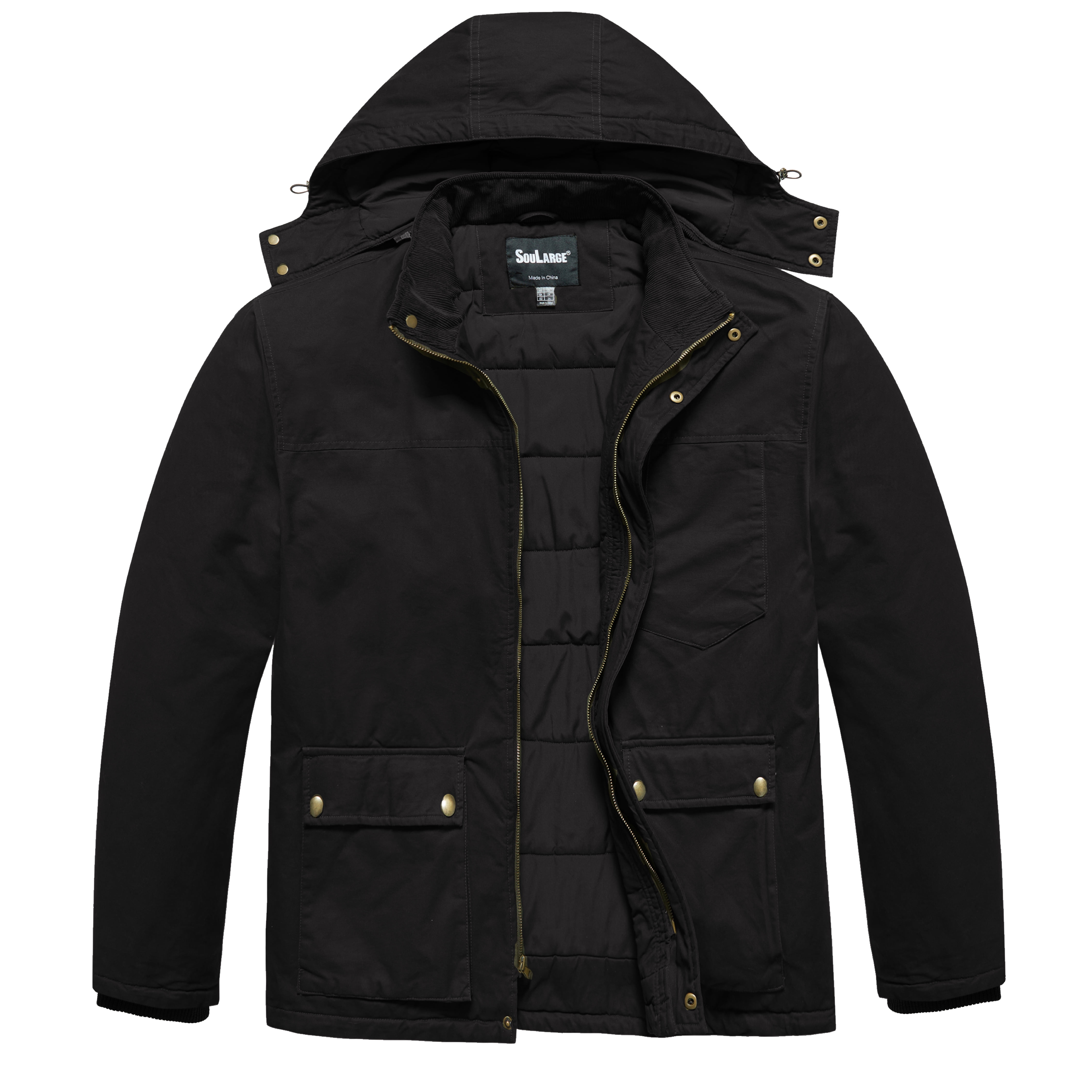 Soularge Men's Big and Tall Winter Coat Warm Puffer Jacket Waterproof ...