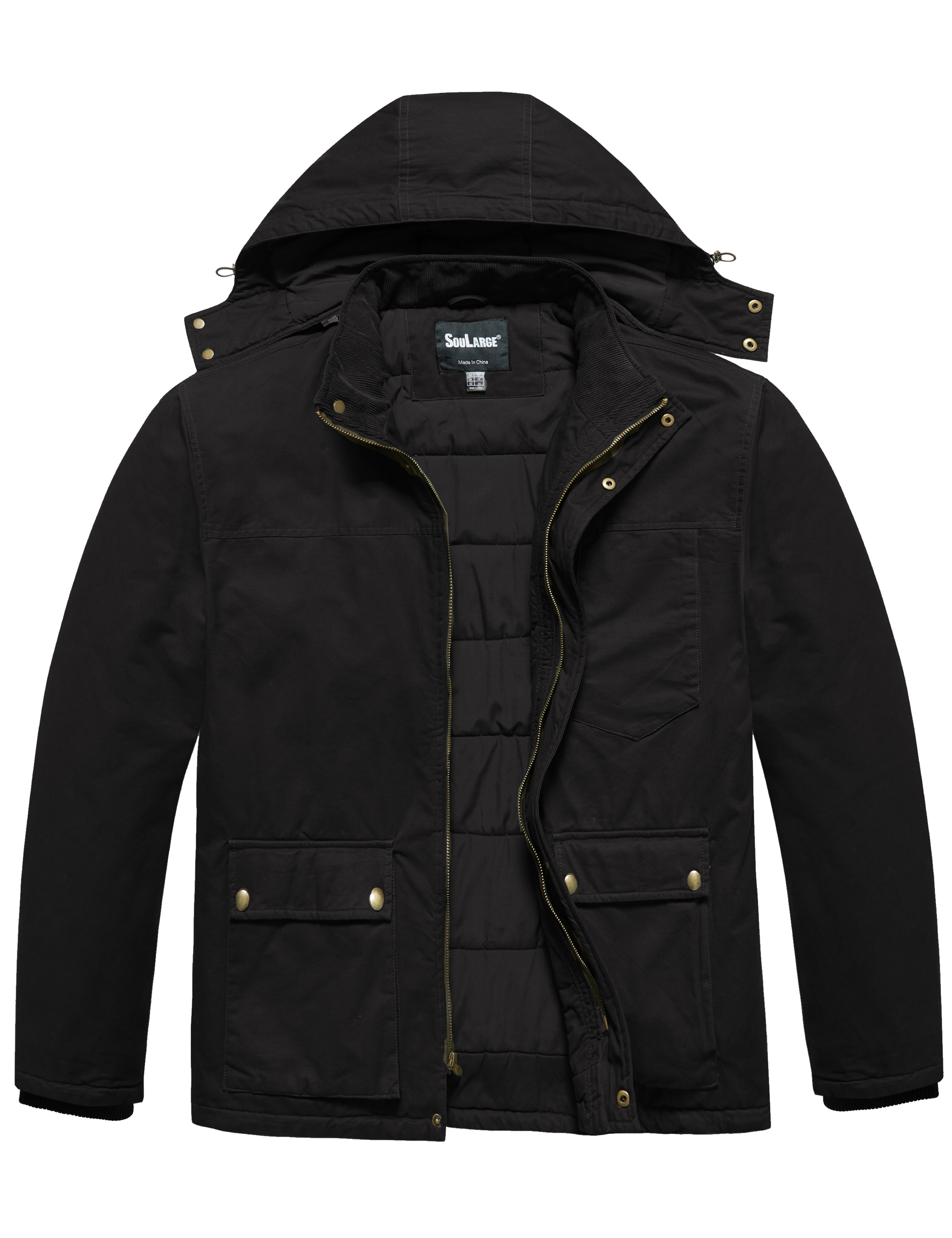 Soularge Men's Big and Tall Winter Coat Warm Puffer Jacket Windproof ...