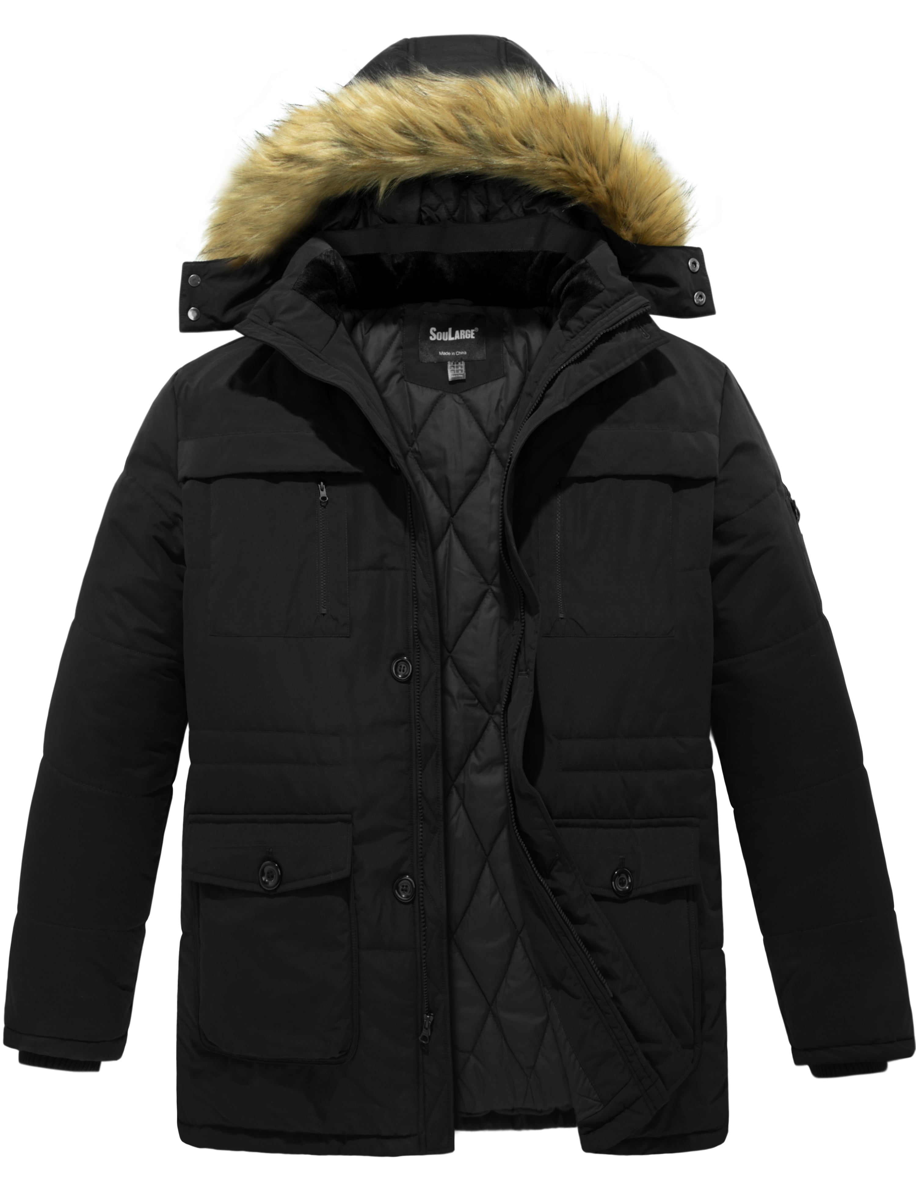 Soularge Men's Big & Tall Winter Warm Heavy Hooded Parka Jacket ...